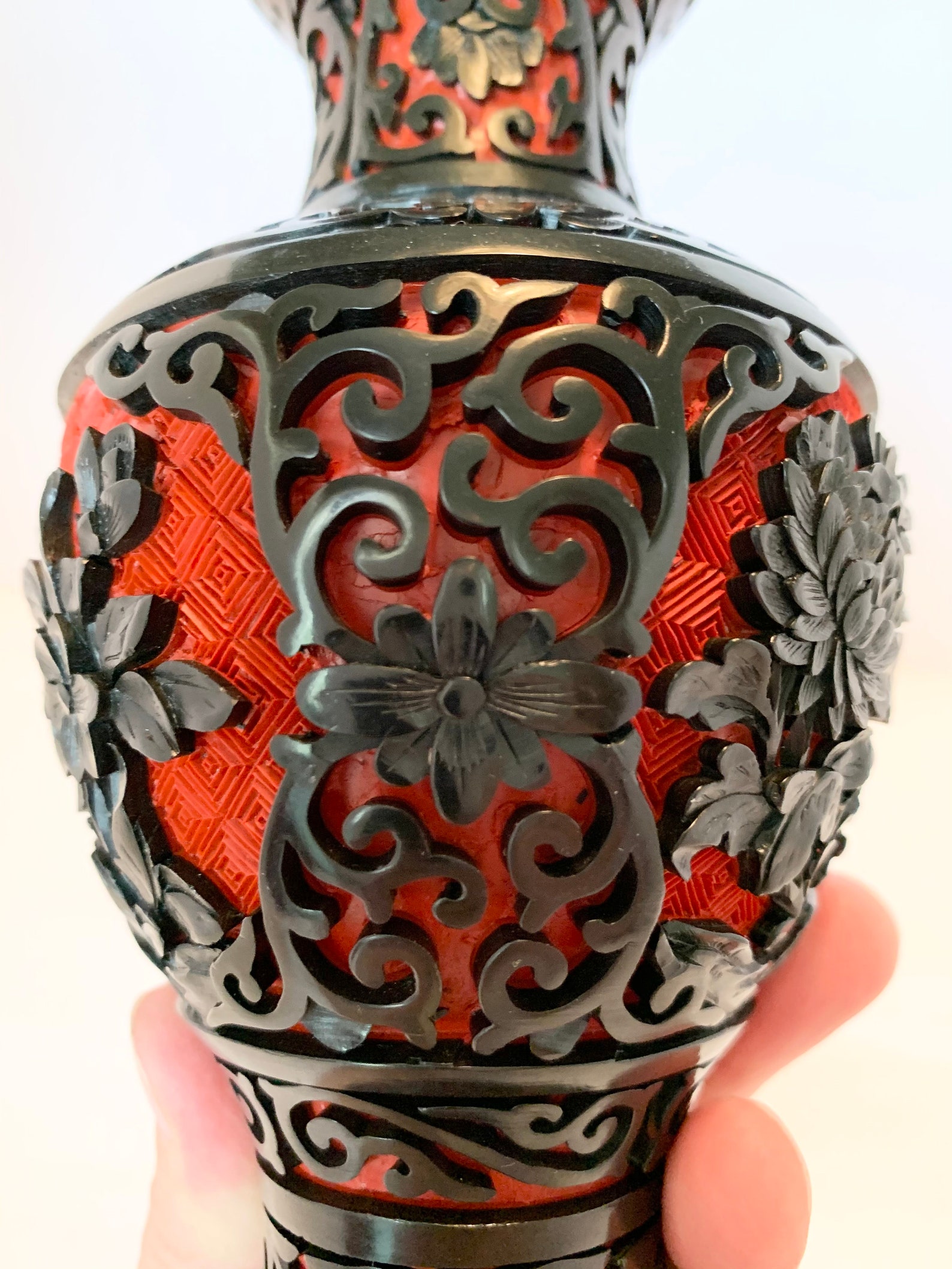 Carved Lacquerware Vase Cinnabar Vase Floral Design - Etsy