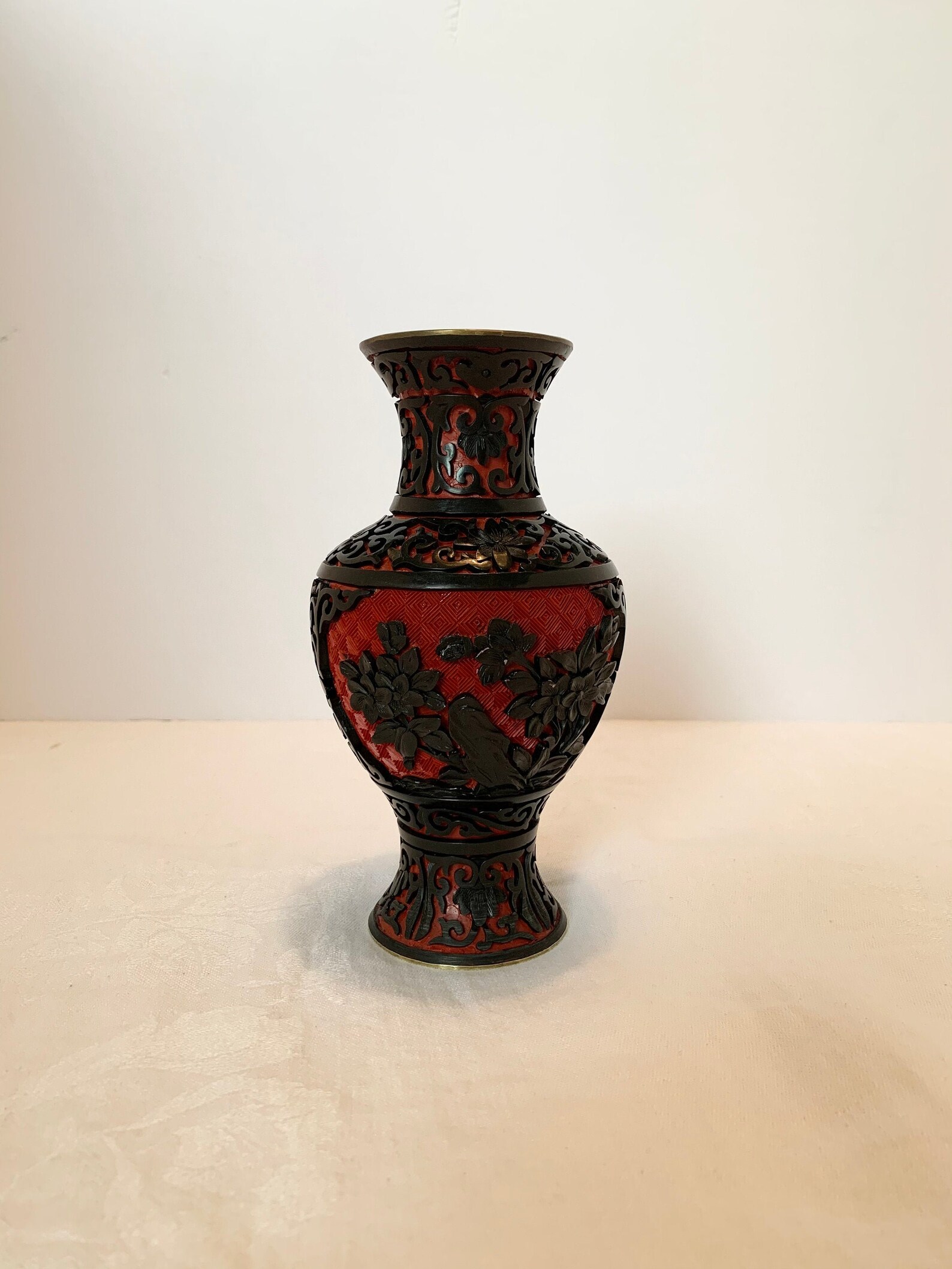 Carved Lacquerware Vase Cinnabar Vase Floral Design - Etsy