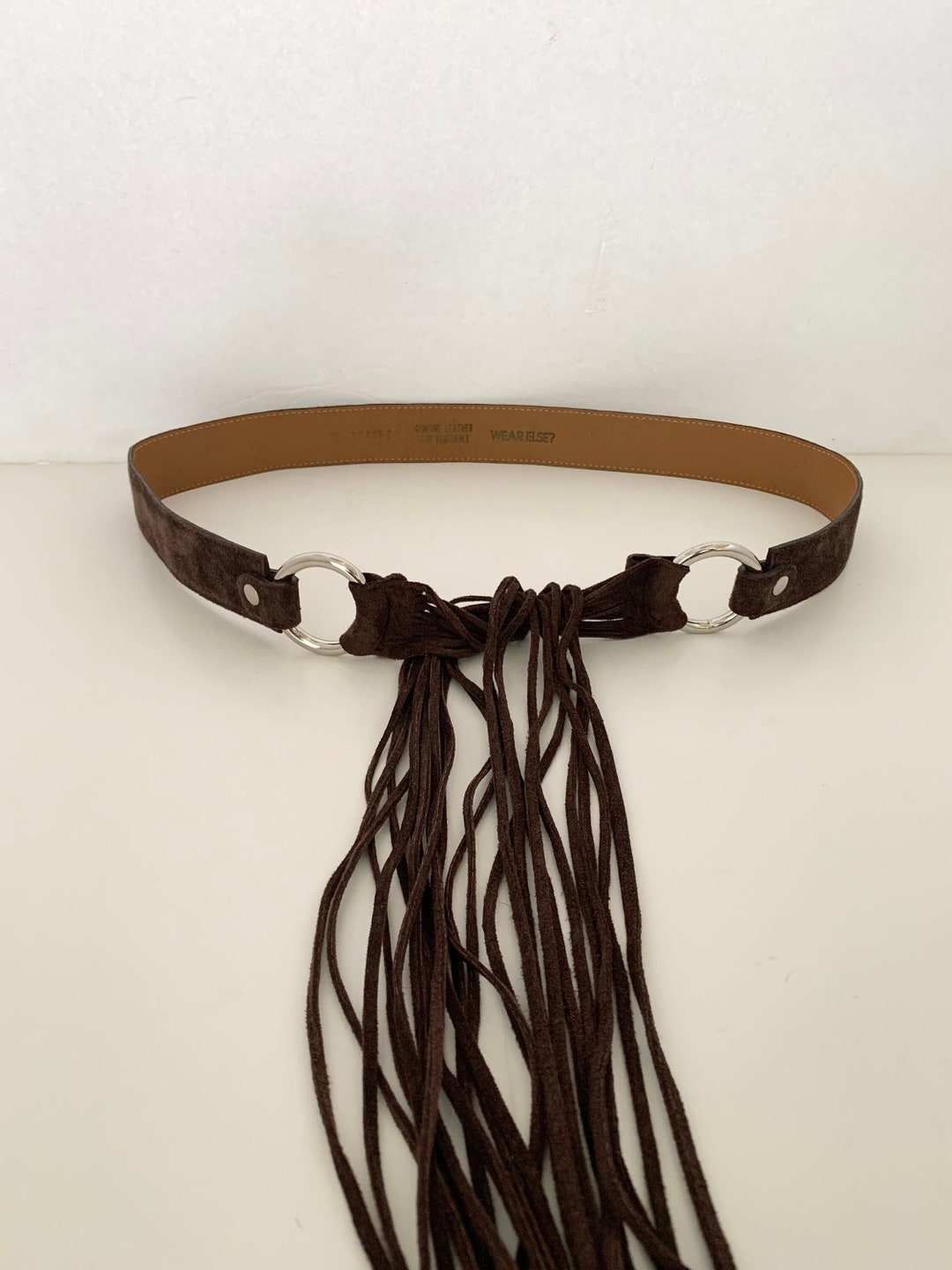 Brown Leather hippie Belt With Tassels / Fringes Adjustable Sizing Boho ...