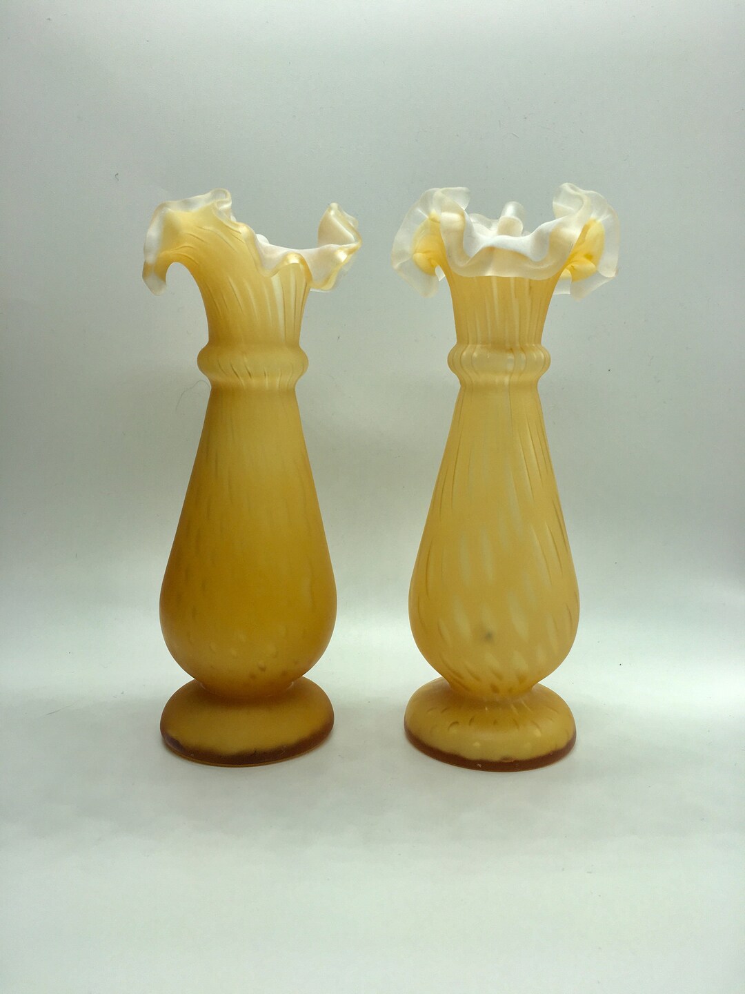 Antique Satin Glass - Bubble Optic - Pair of Bud Vases - Victorian - Etsy