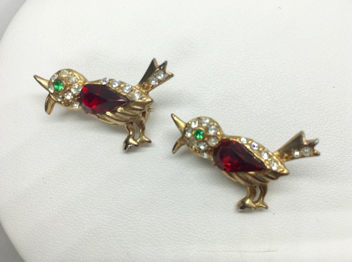 Red Bird Lapel pins Matching Brooches Christmas Cardinals | Etsy
