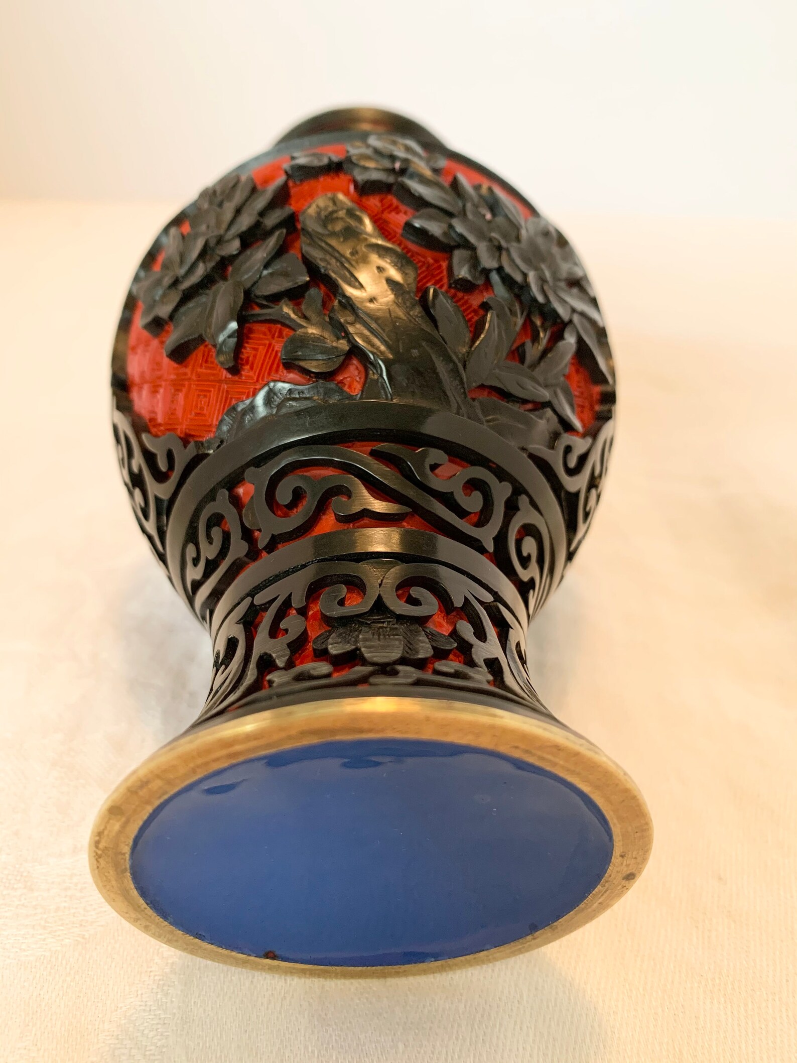 Carved Lacquerware Vase Cinnabar Vase Floral Design - Etsy