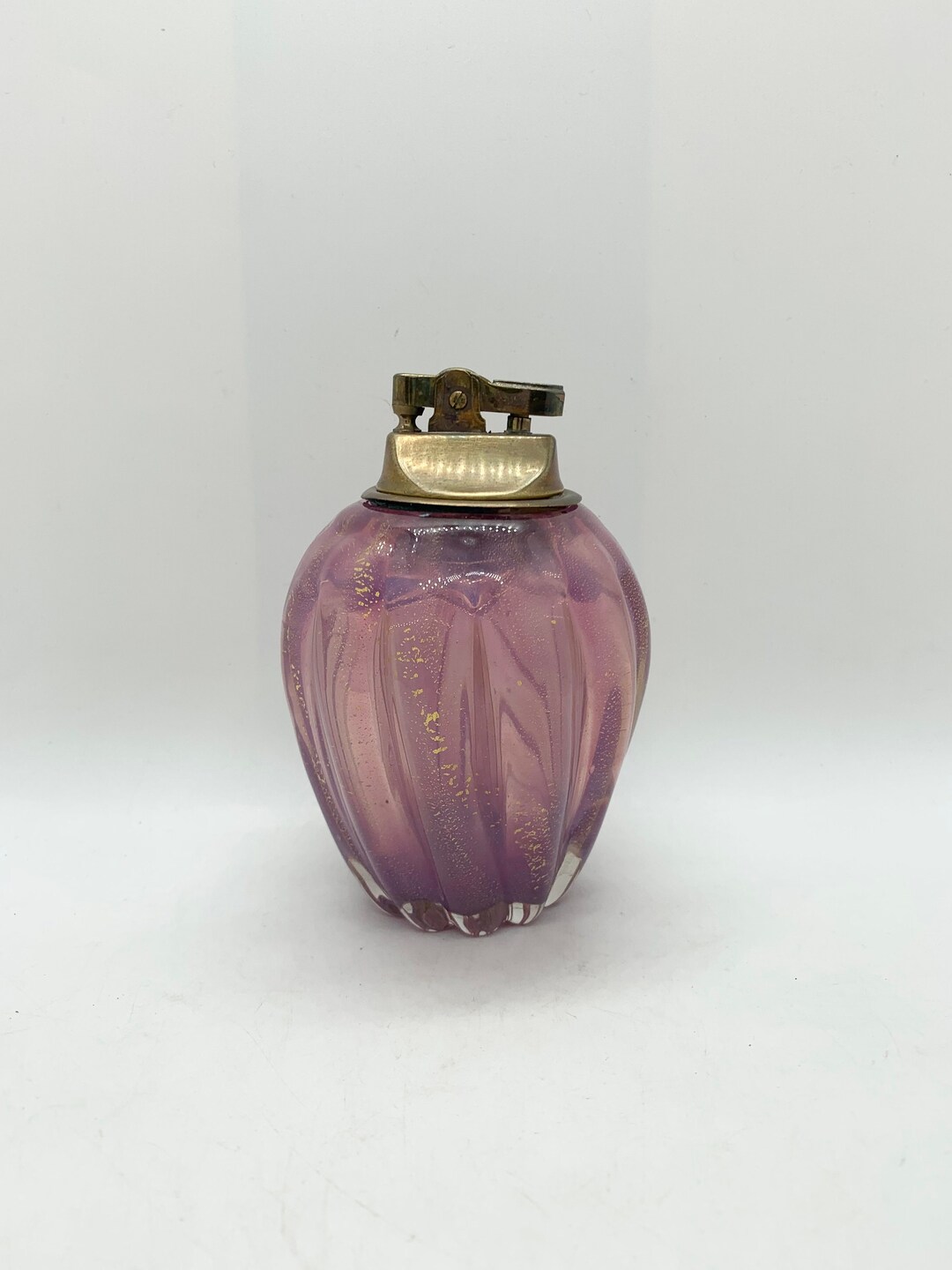 Murano Glass Table Lighter Rib and Swirl Glass Lighter Gold Flecked - Etsy