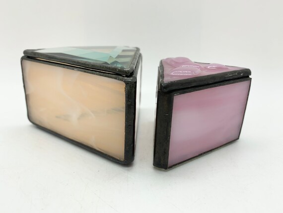 Pair of Stained Glass Trinket Boxes - Triangle Shaped… - Gem