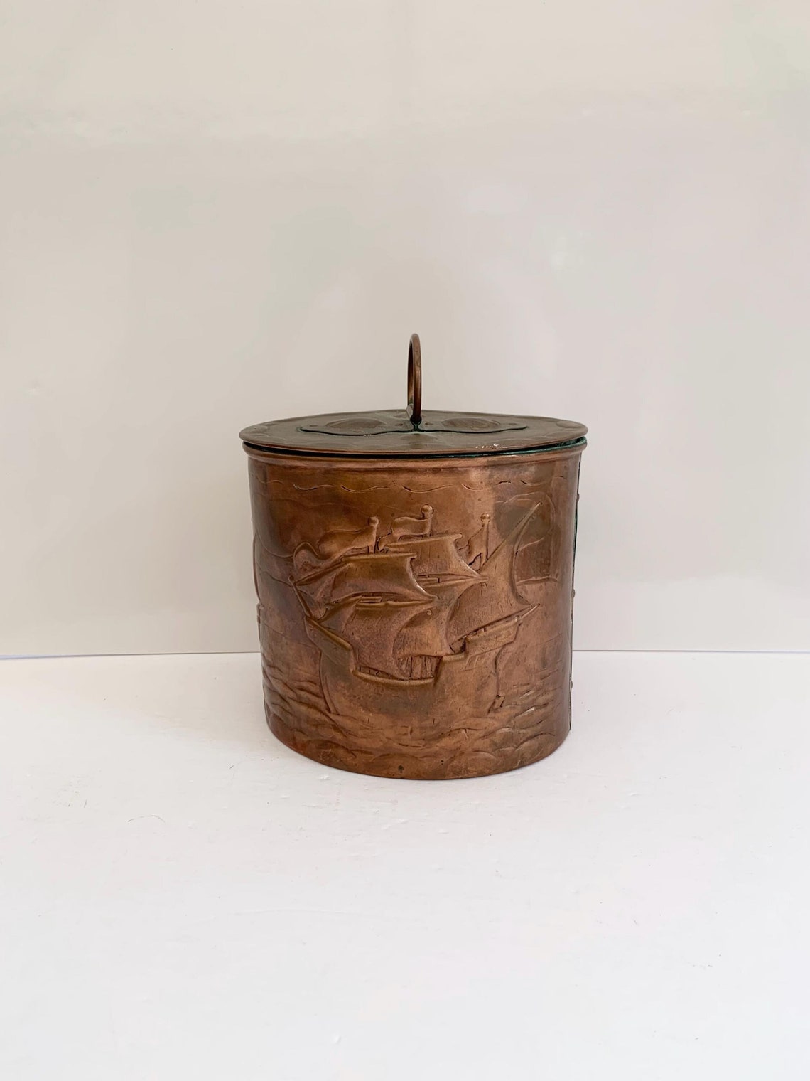 Antique Newlyn Copper Canister - Oval Tea Caddy - Repousse Decorated ...