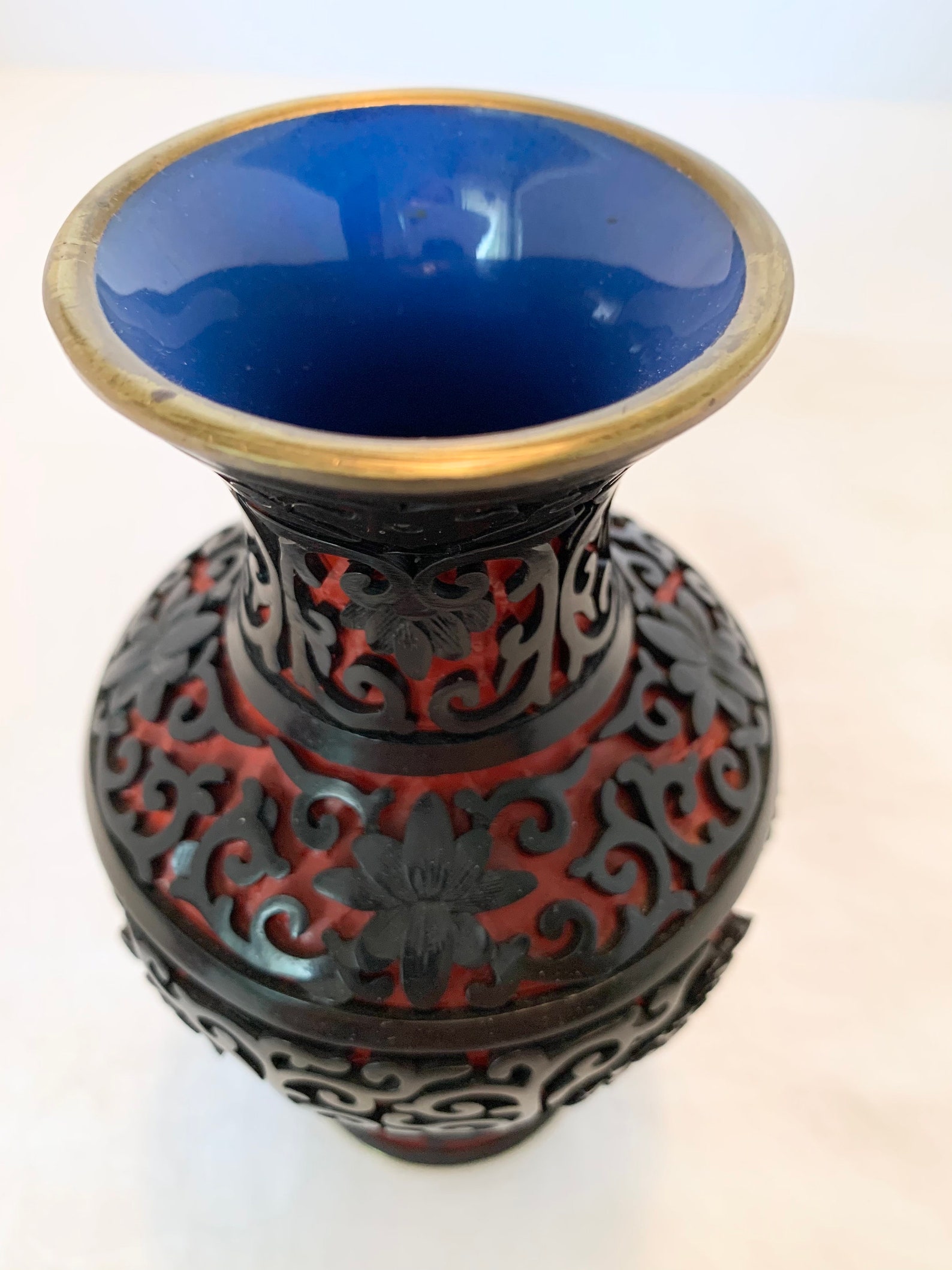 Carved Lacquerware Vase Cinnabar Vase Floral Design - Etsy