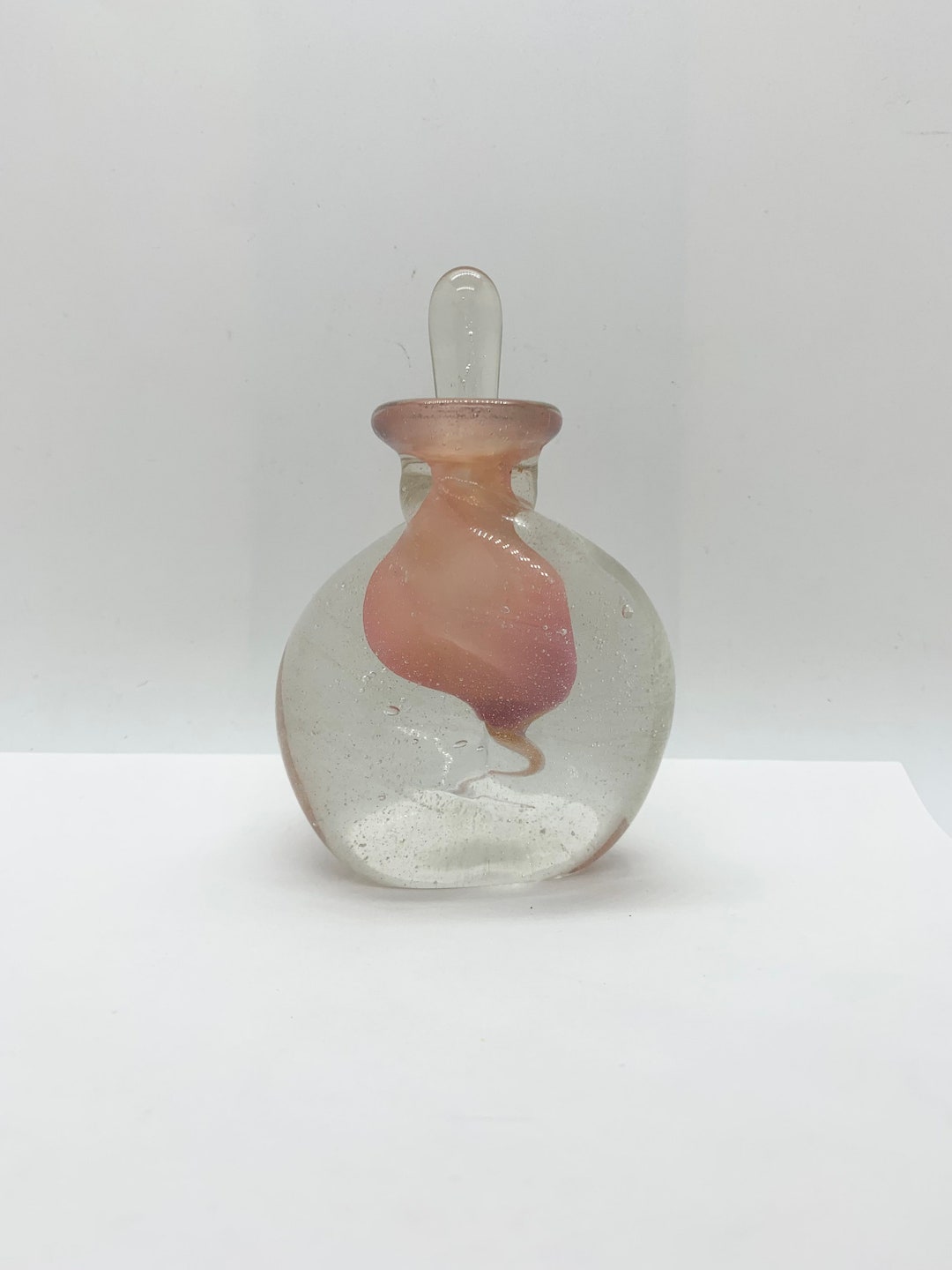 Signed David Lewin Art Glass Perfume Bottle - Controlled Bubble Perfume ...