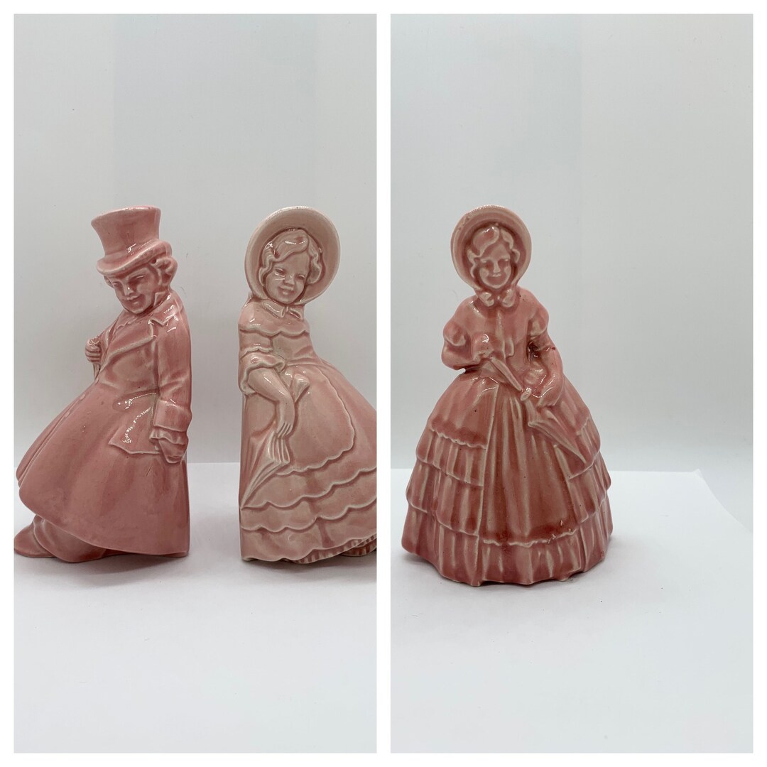 Victorian Style Pink Figurines Choose From Bookends or Parasol Girl - Etsy