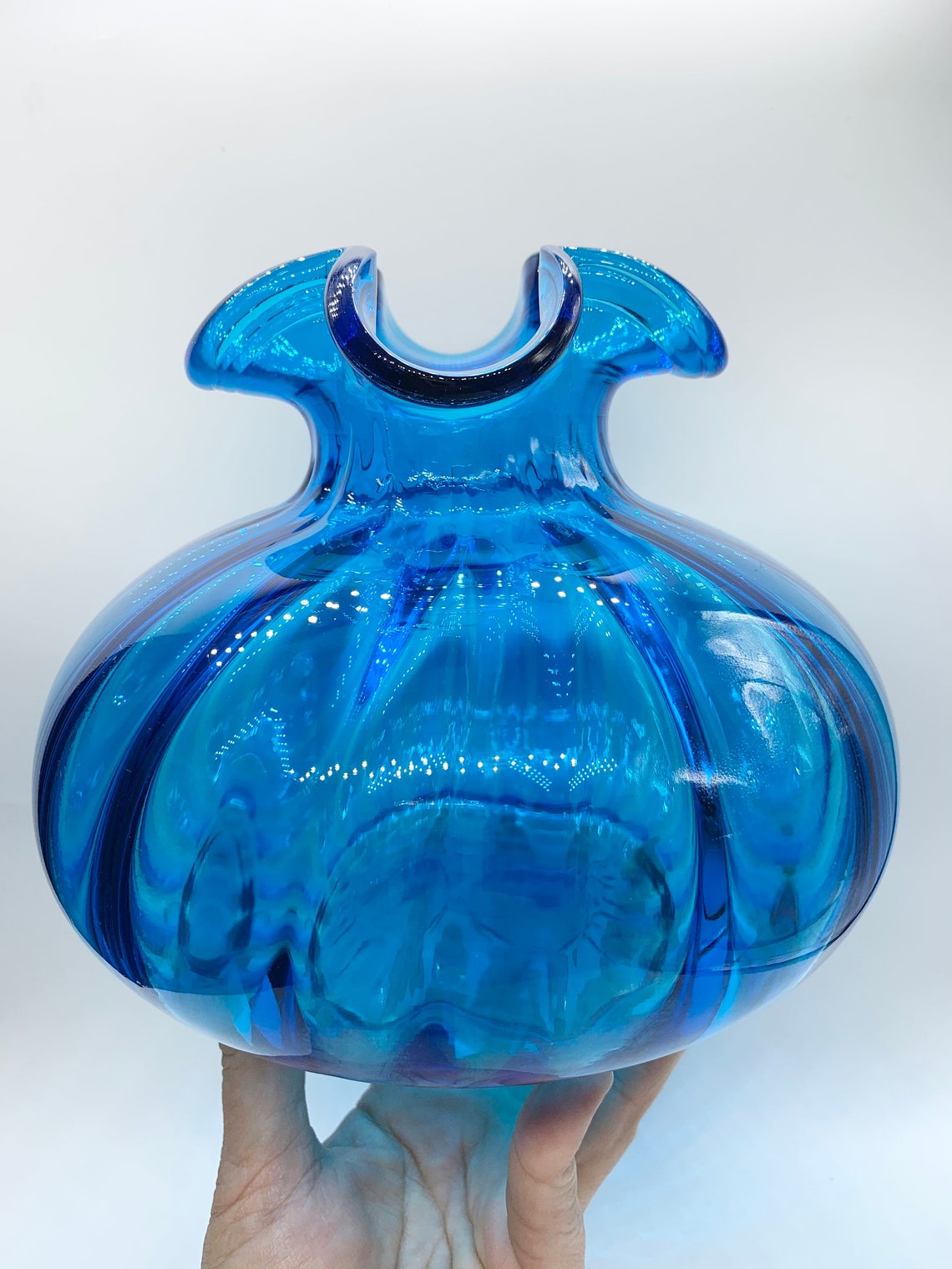 Circa 1940s Beacon Glass Vase Optic Onion Bulb Vase Art | Etsy