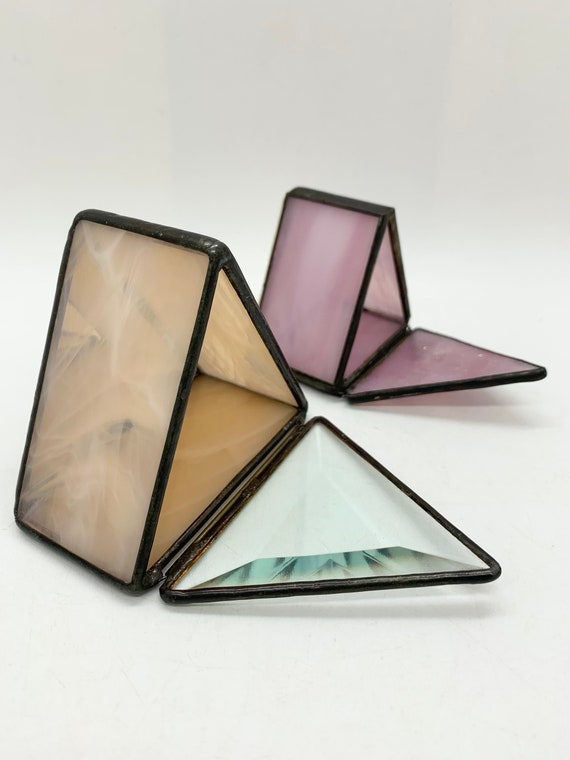Pair of Stained Glass Trinket Boxes - Triangle Shaped… - Gem