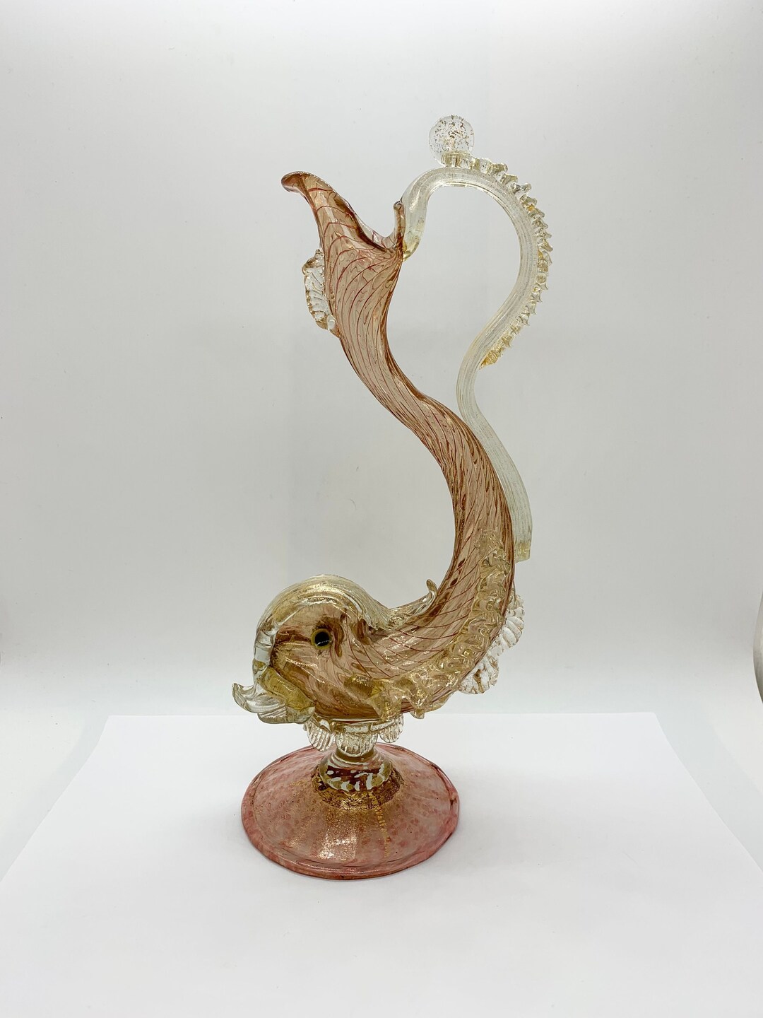 Salviati Dolphin Ewer Venetian Fish Vase Antique Hand Blown Art Glass ...