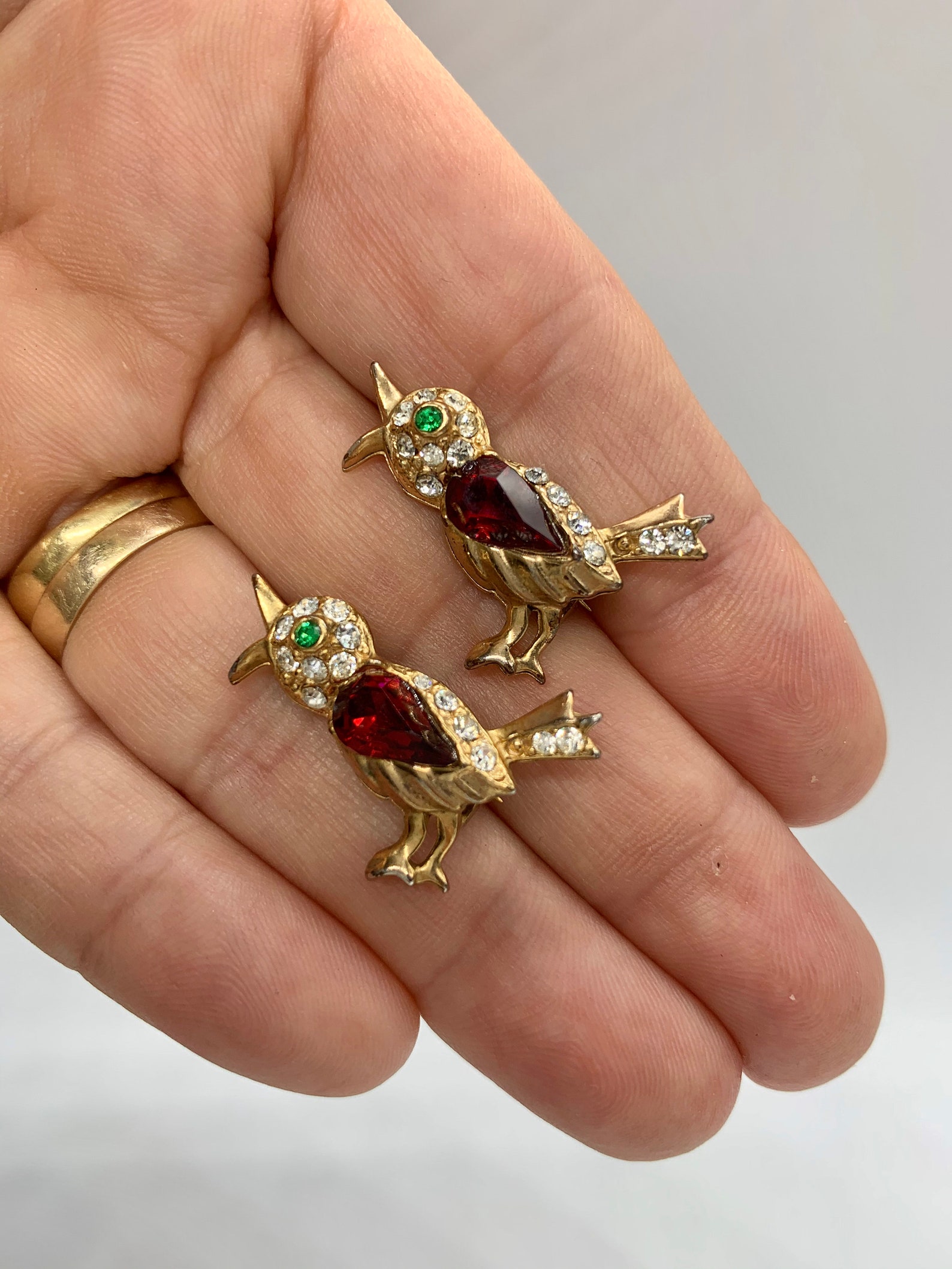 Red Bird Lapel Pins Matching Brooches Christmas Cardinals | Etsy