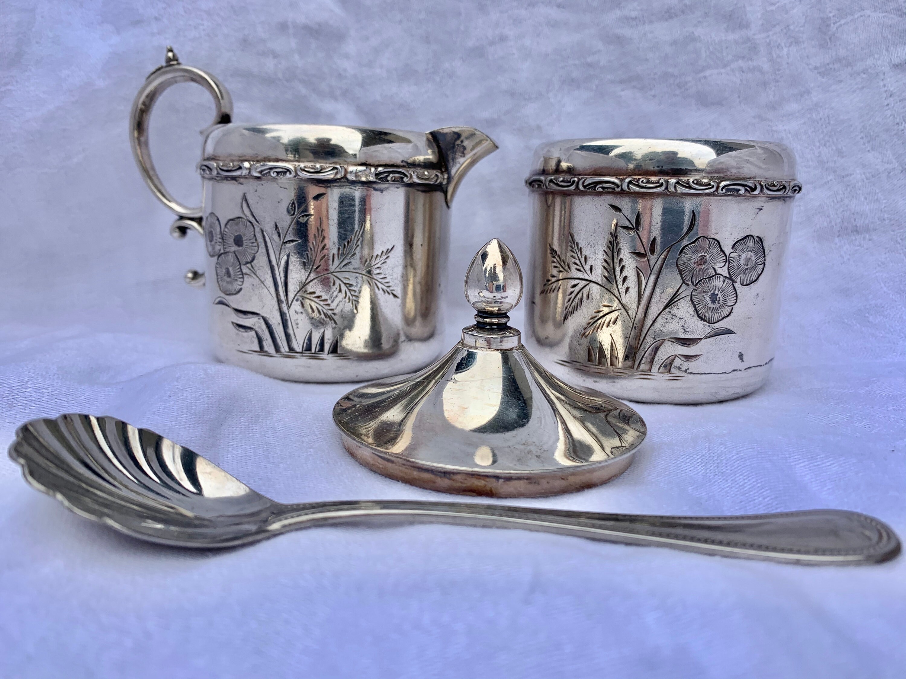 RARE - Antique - Meriden Silver Plate - Best Wishes - Cream and Sugar ...