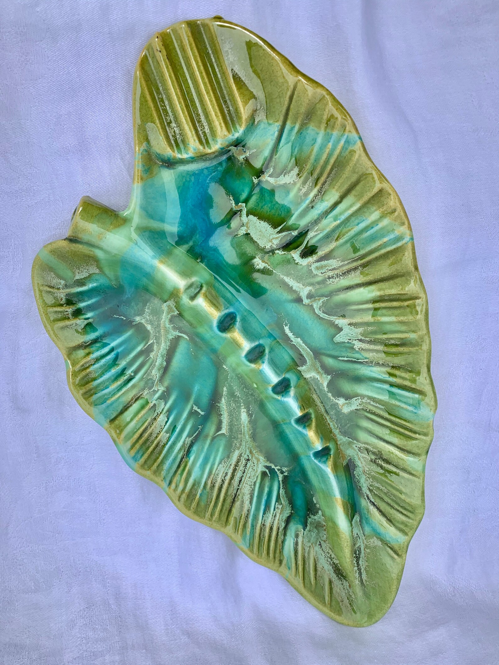 Marcia of California Large Leaf Ashtray Complex Glaze | Etsy