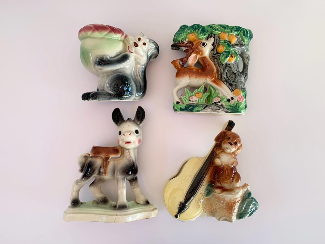 Ceramic Planters - Select From: Squirrel Holding Acorn - Deer Under ...