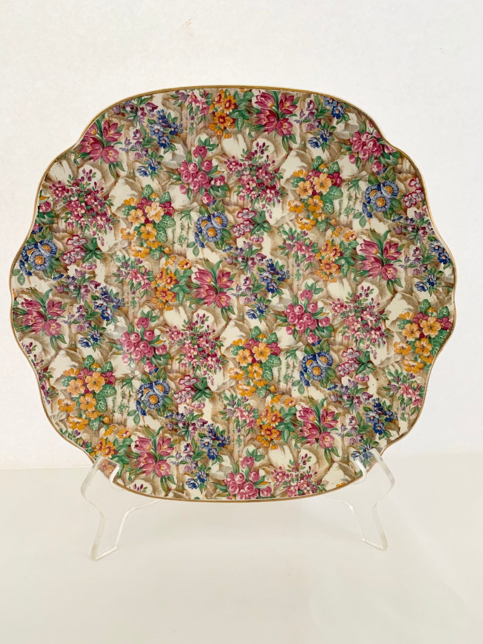 James Kent Fenton - Crazy Paving - Chintz Cake Plate - Pattern 2839 ...