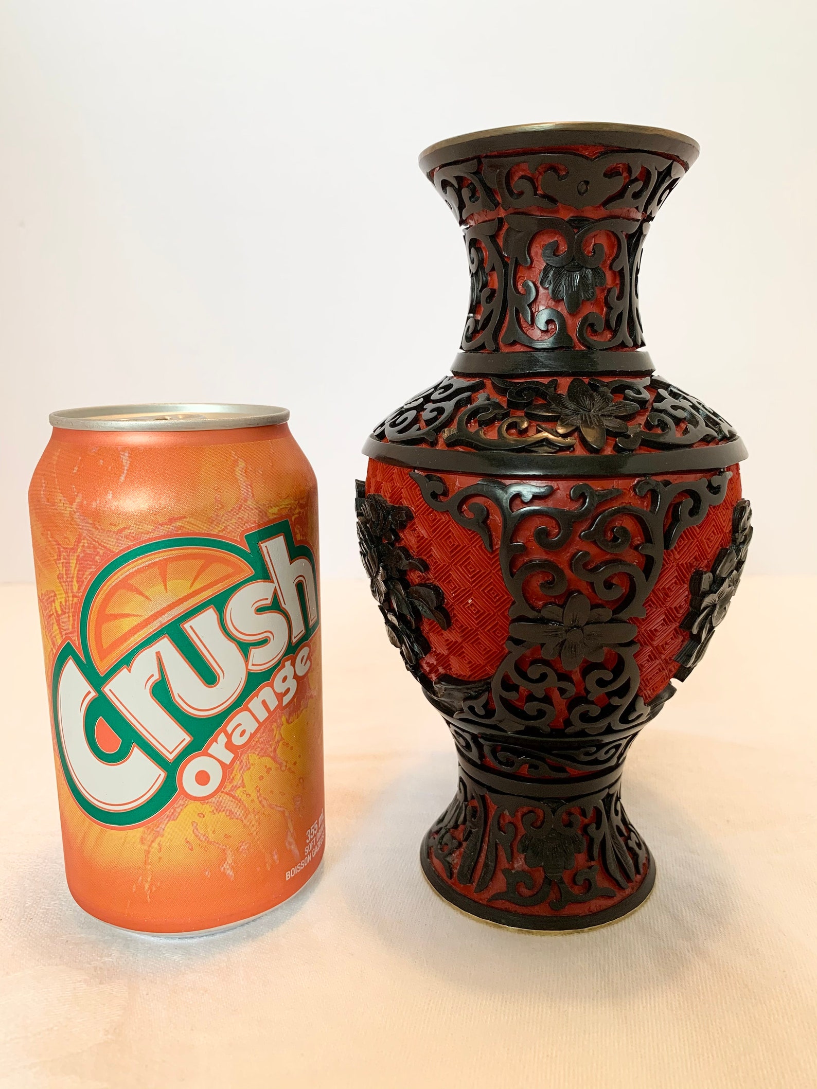 Carved Lacquerware Vase Cinnabar Vase Floral Design - Etsy