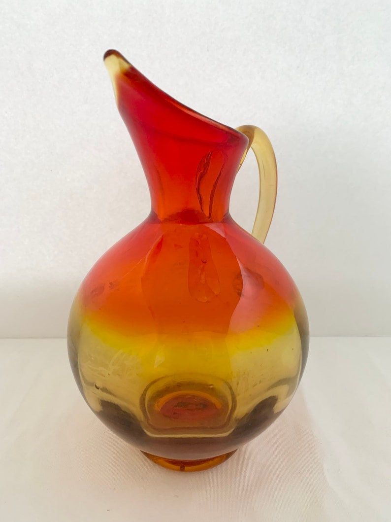 Rainbow Glass Small Pitcher Amberina Glass Art Glass MCM - Etsy
