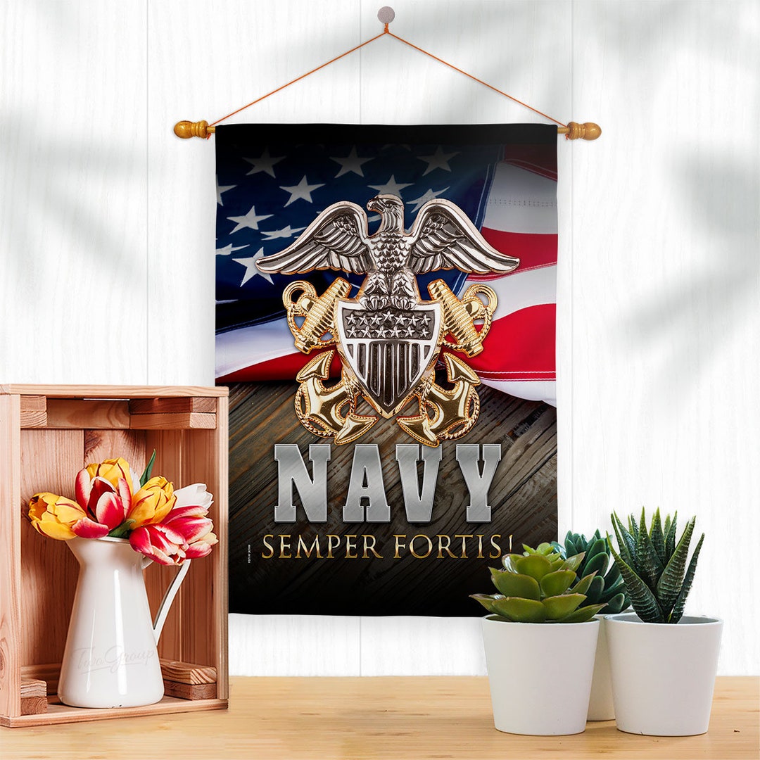 US Navy Semper Fortis Garden Flag Outdoor Decorative Yard House Banner ...