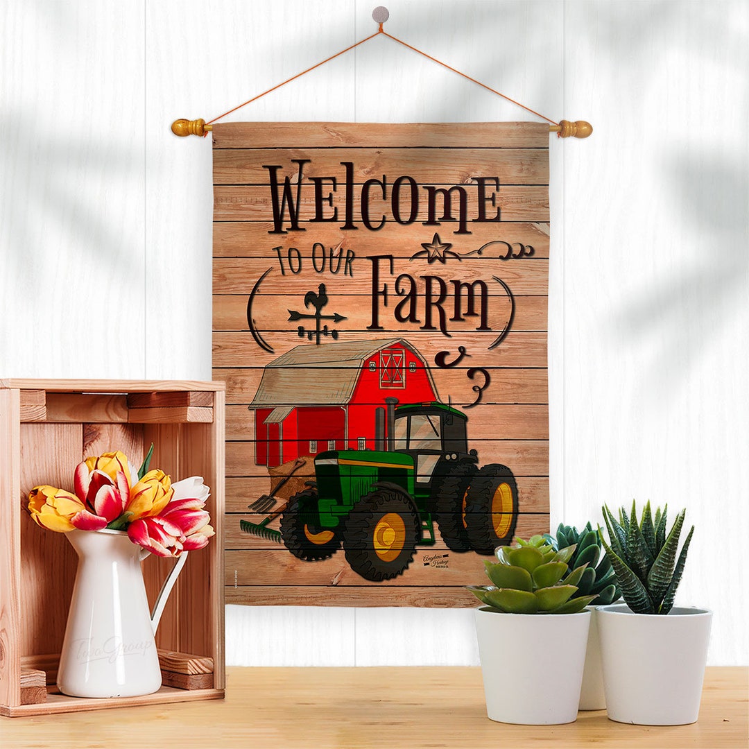 Welcome to Our Farm Primitive Garden Flag Outdoor Decorative Yard House ...