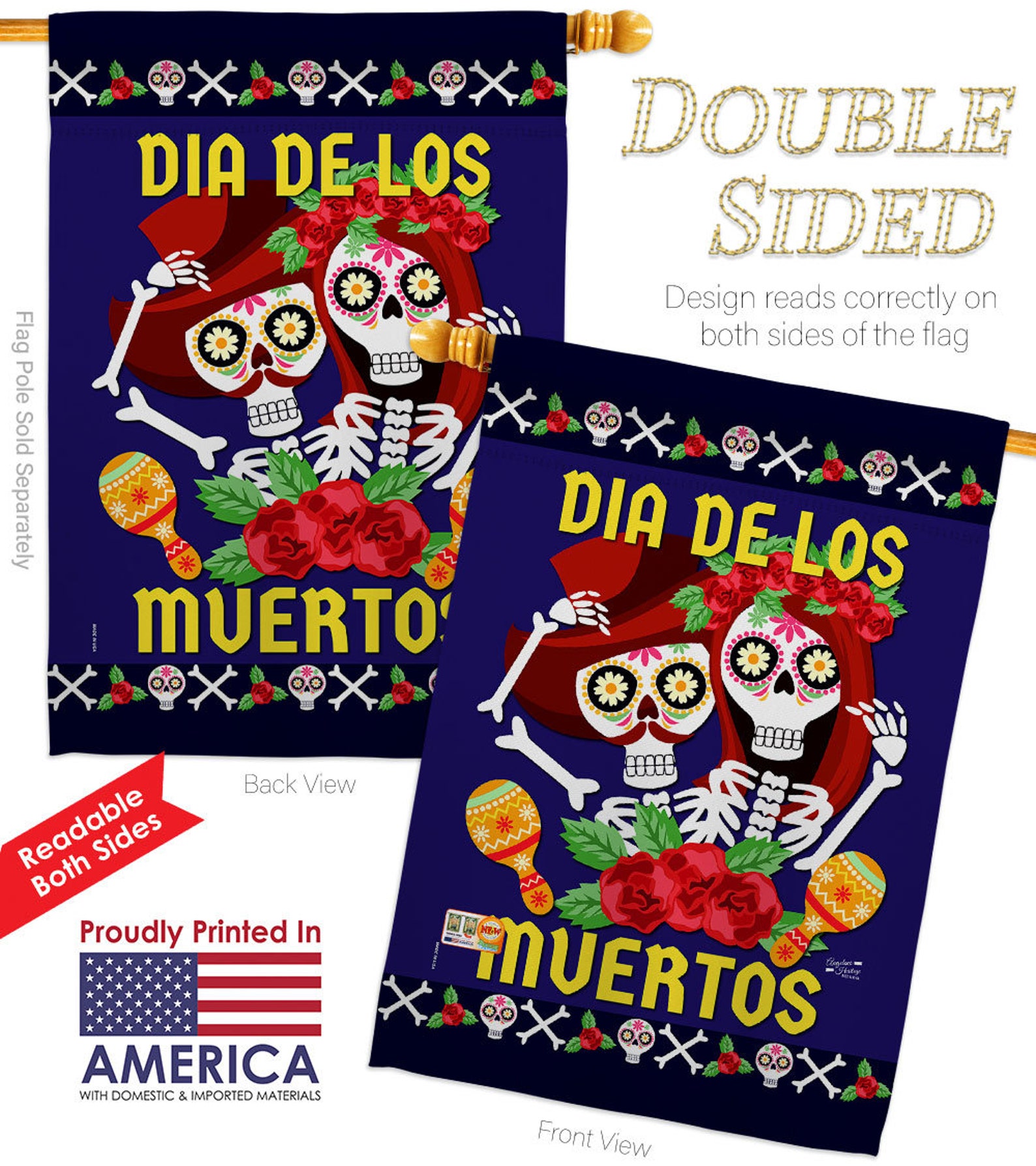 Dia De Los Muertos Pair Day of Dead Garden Flag Outdoor - Etsy