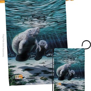 Manatees Sea Creatures Garden Flag Outdoor Decorative Yard House Banner ...