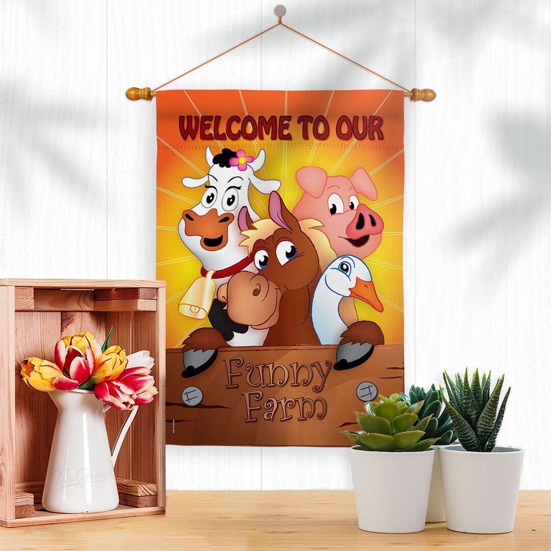 Funny Farm Barnyard Animals Garden Flag Outdoor Decorative Yard House ...
