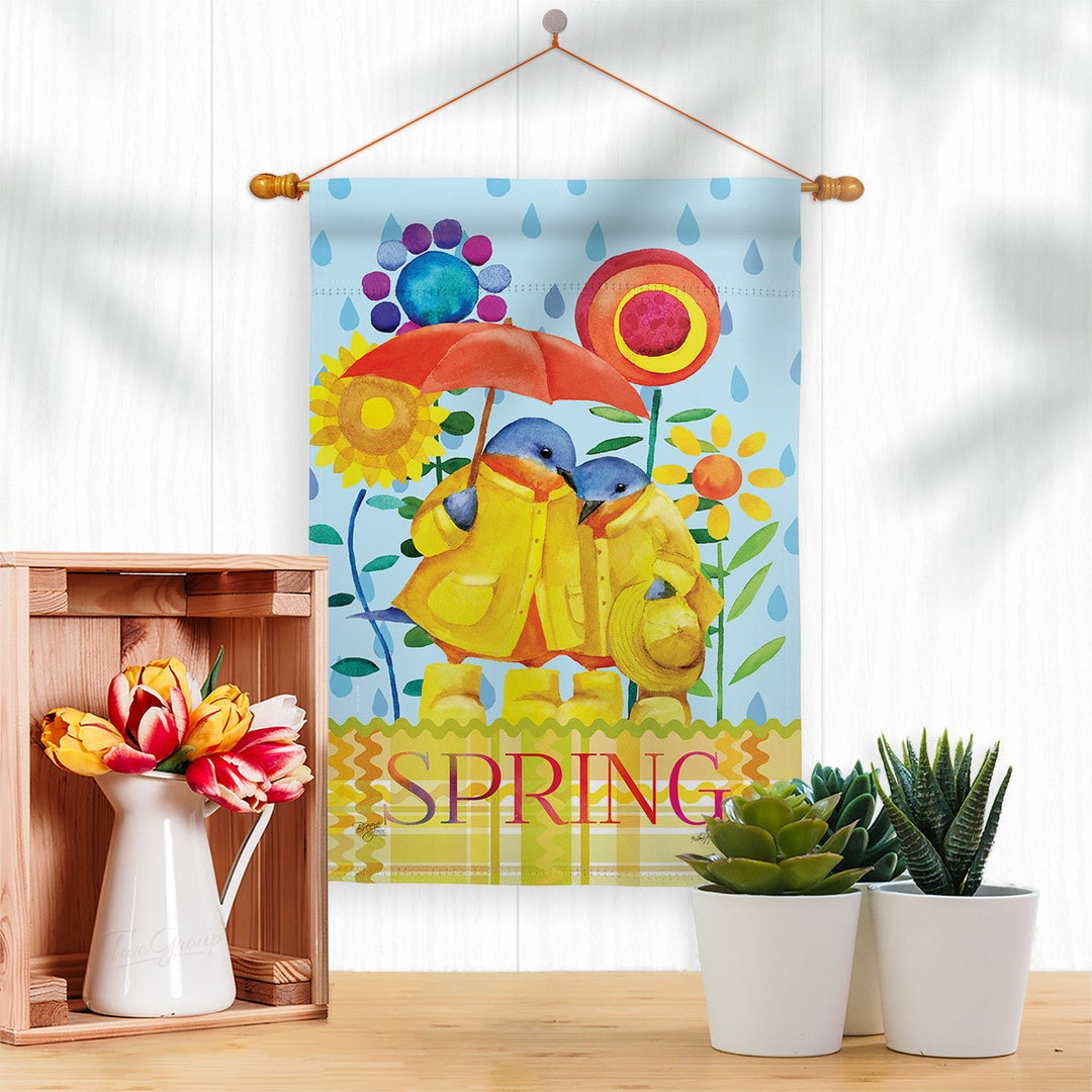 Rainy Day Bluebirds Birds Garden Flag Outdoor Decorative Yard House ...
