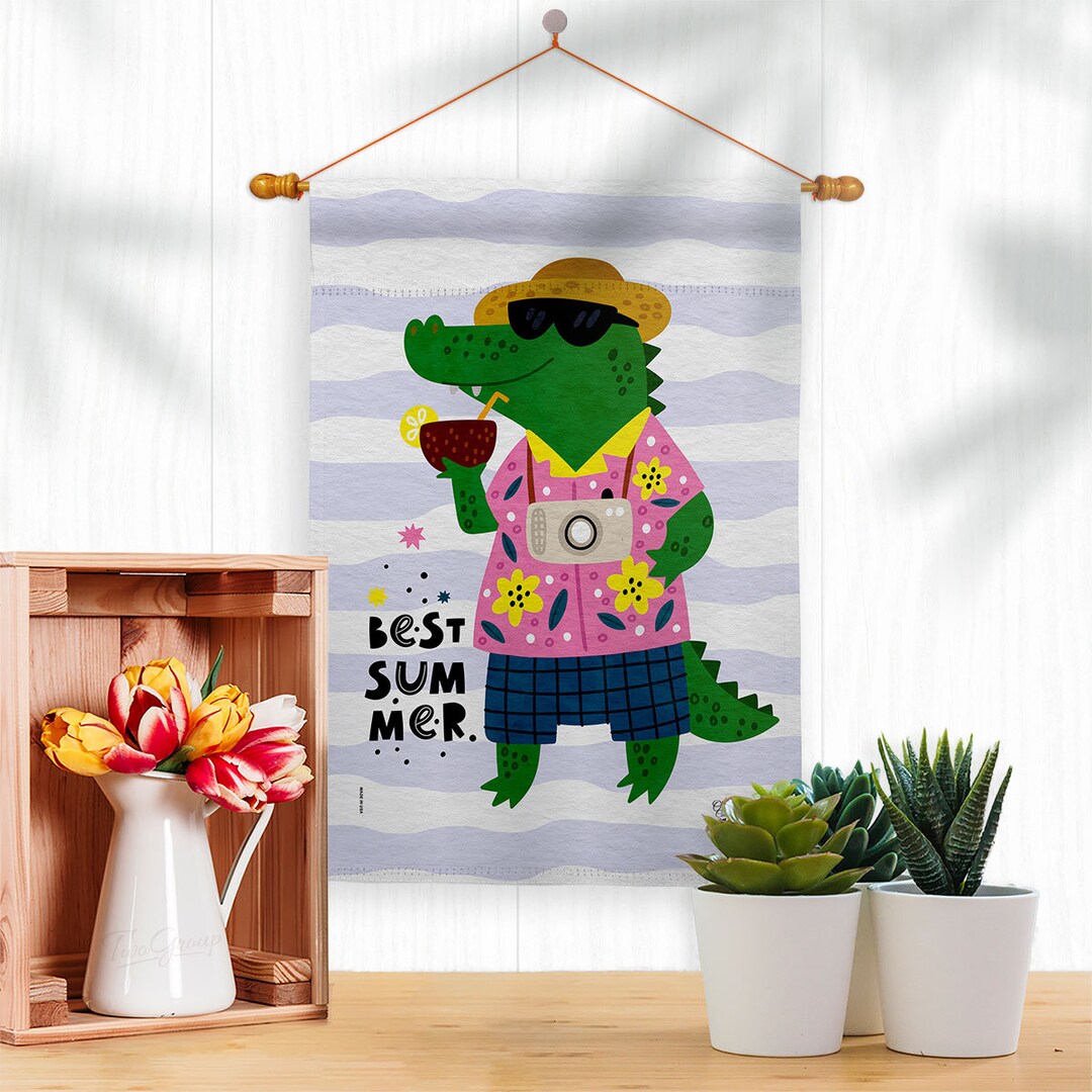 Alligator Summer Fun and Sun Garden Flag Outdoor Decorative Yard House ...