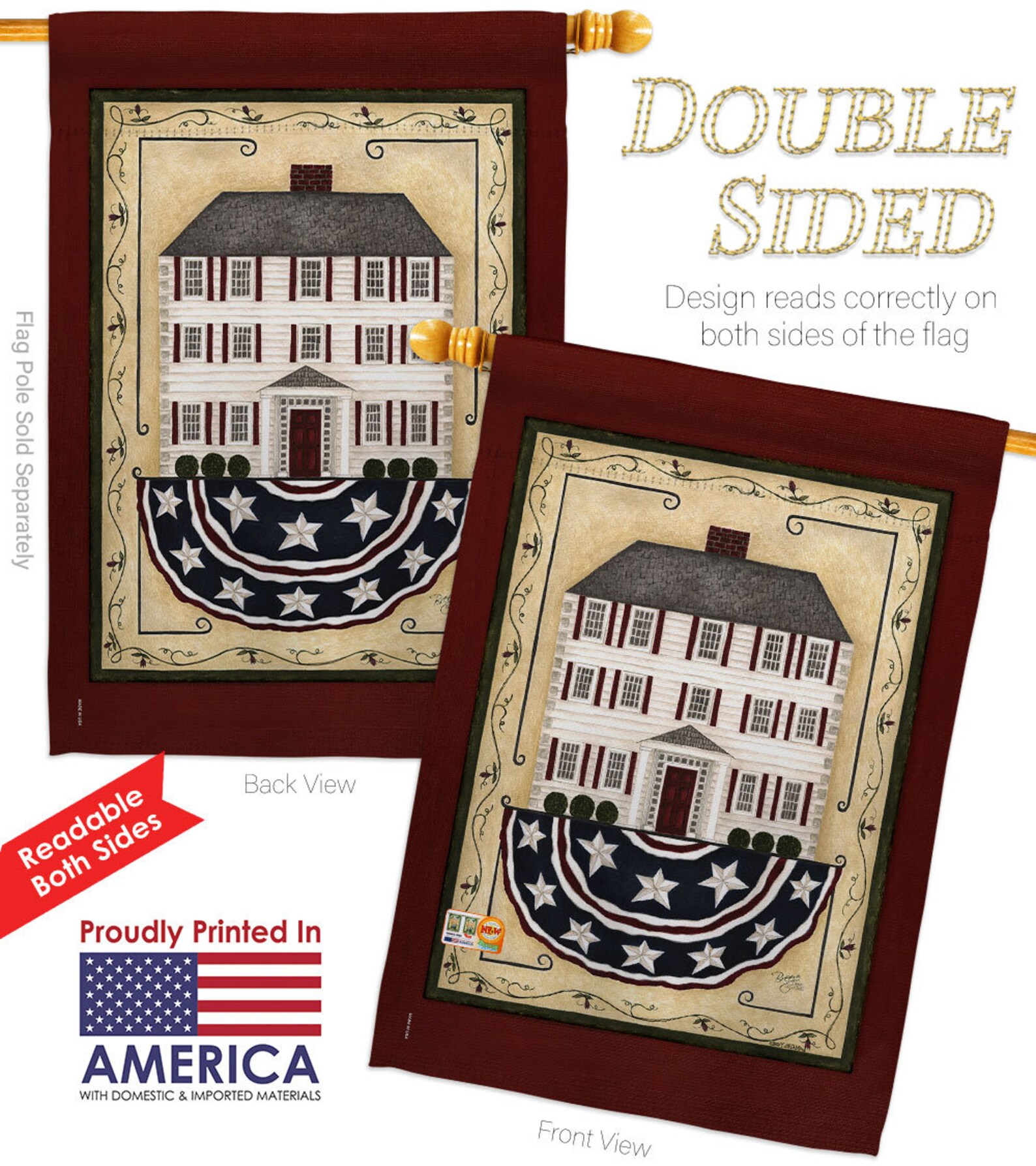 Patriotic White House Primitive Garden Flag Outdoor Decorative - Etsy