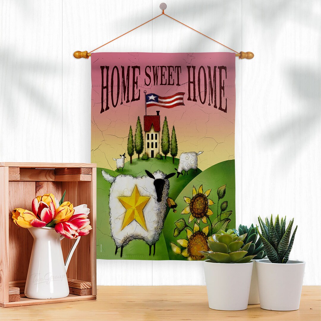 Welcome Sheep Home Sweet Home Primitive Garden Flag Outdoor Decorative ...