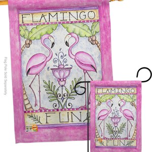 Flamingo Fun Tropical Garden Flag Outdoor Decorative Yard House Banner ...