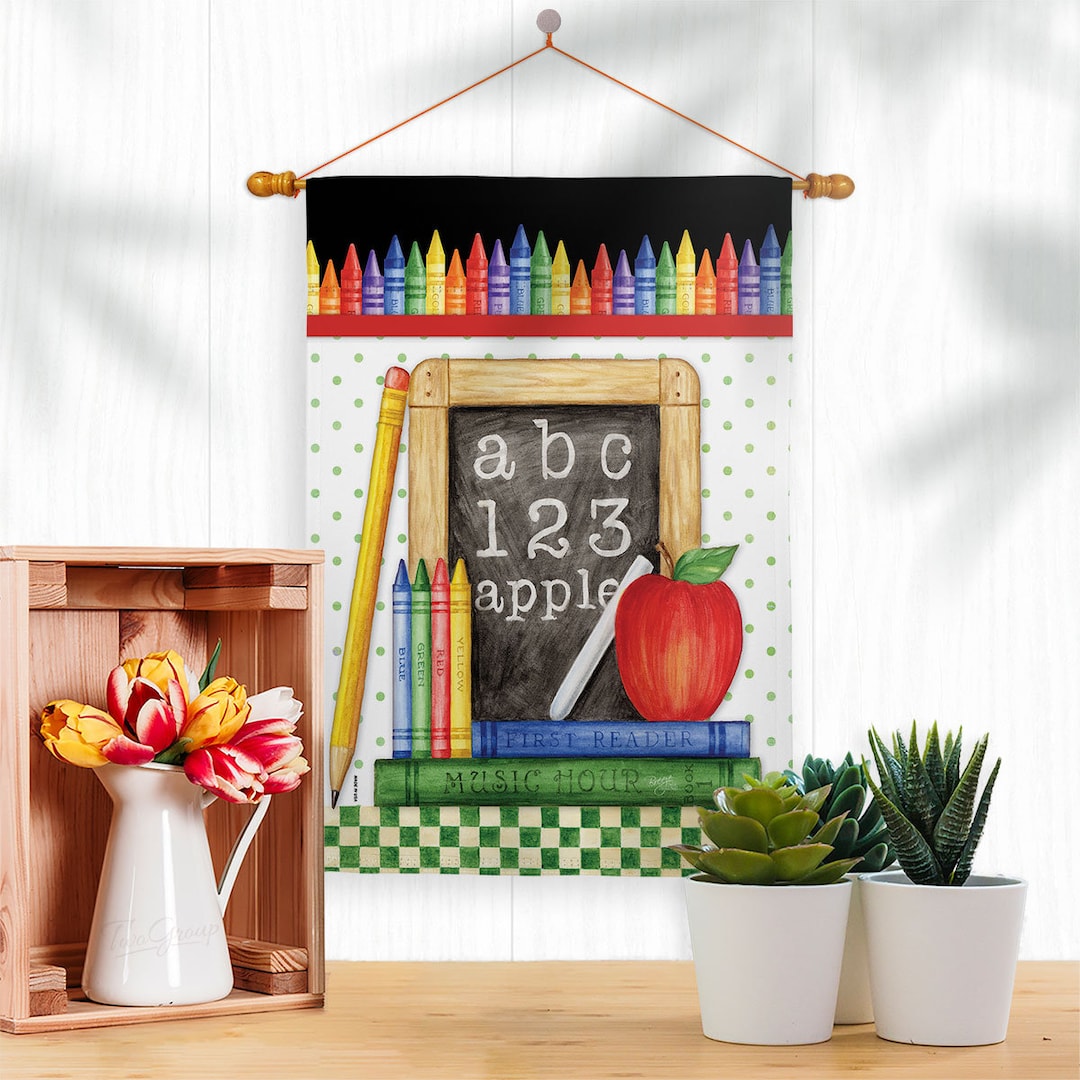 School Chalk Board Garden Flag House Banner Double Sided-readable Both ...