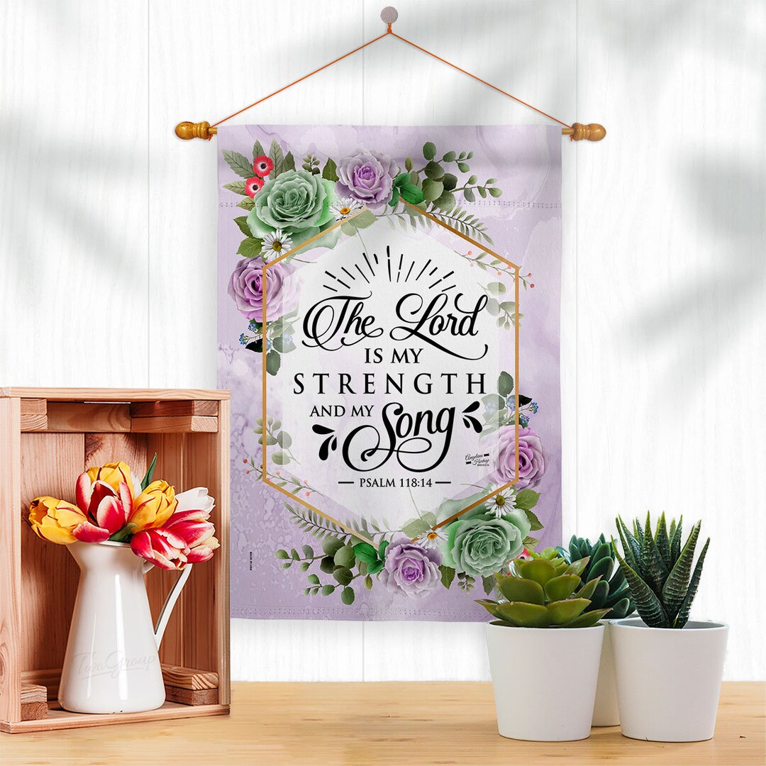 The Lord is My Stength Bible Verses Garden Flag Outdoor Decorative Yard ...