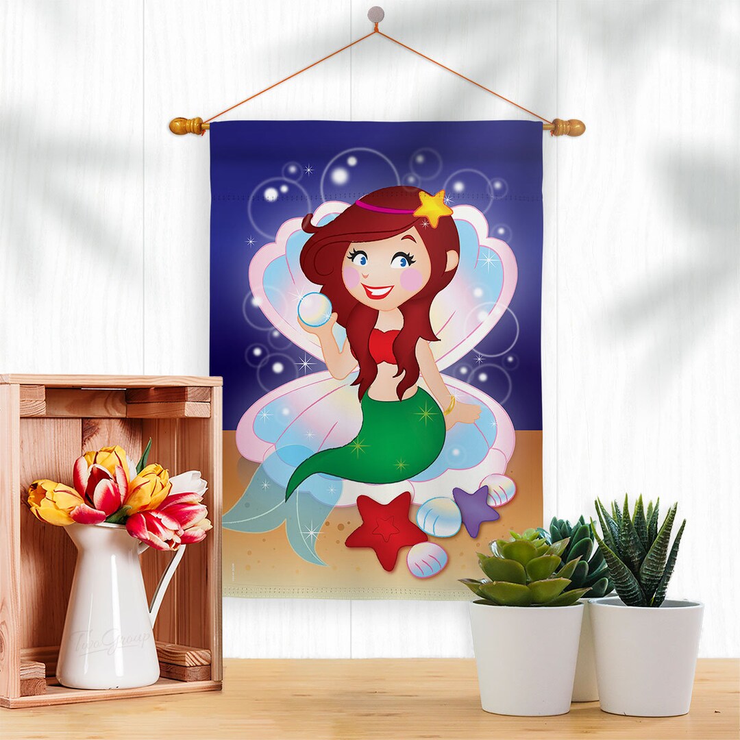 Mermaid Sea Creatures Garden Flag Outdoor Decorative Yard House Banner ...