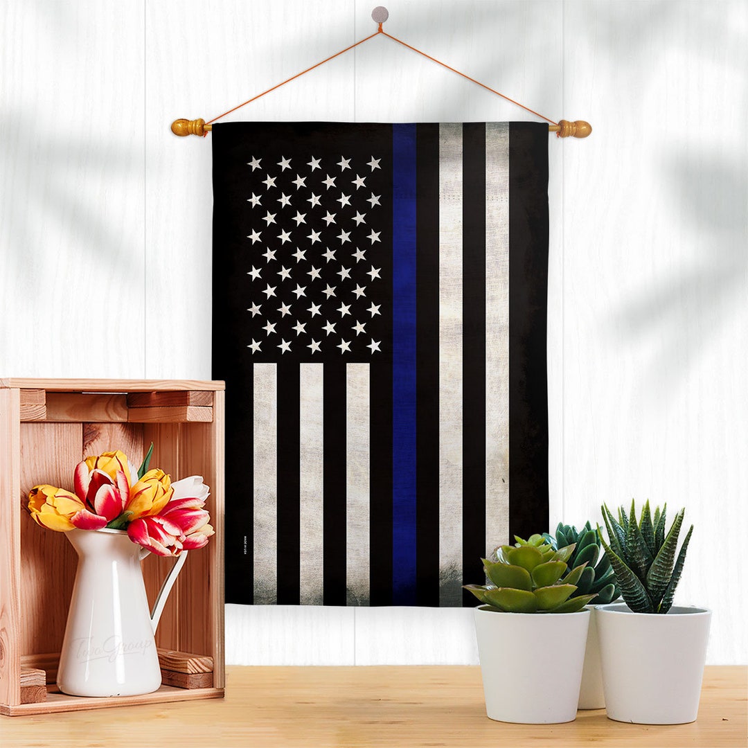 USA Thin Blue Line Police Garden Flag Outdoor Decorative Yard House ...