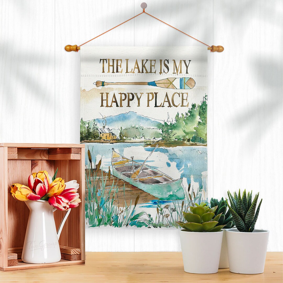 Lake is Happy Place Lodge Garden Flag Outdoor Decorative Yard - Etsy