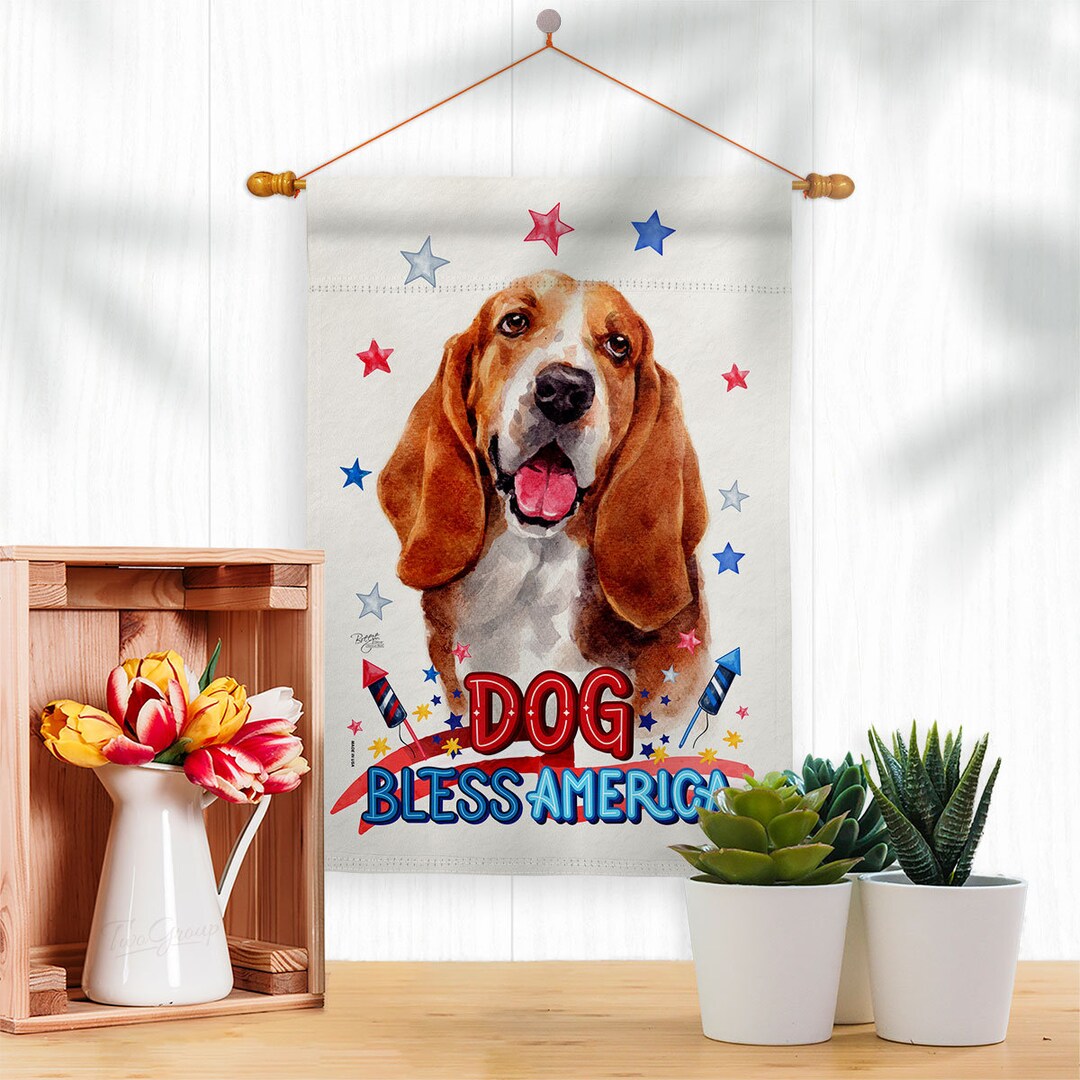 Patriotic Basset Hound Dog Garden Flag Outdoor Decorative Yard House ...