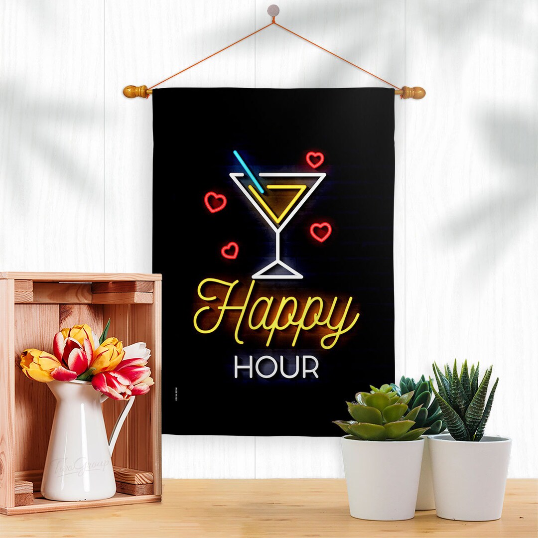 Neon Happy Hour Happy Hour Garden Flag Outdoor Decorative Yard House ...