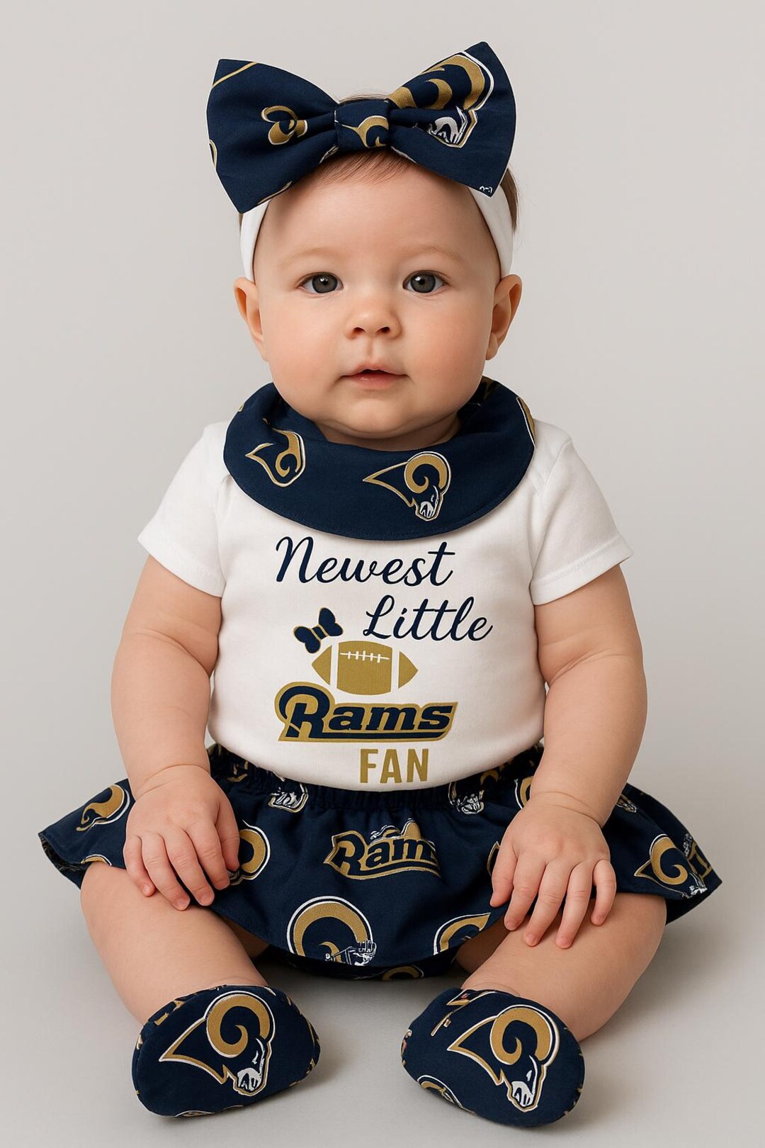 Rams Baby Outfit: Football Fan Gear Set With Hair Bow - Etsy