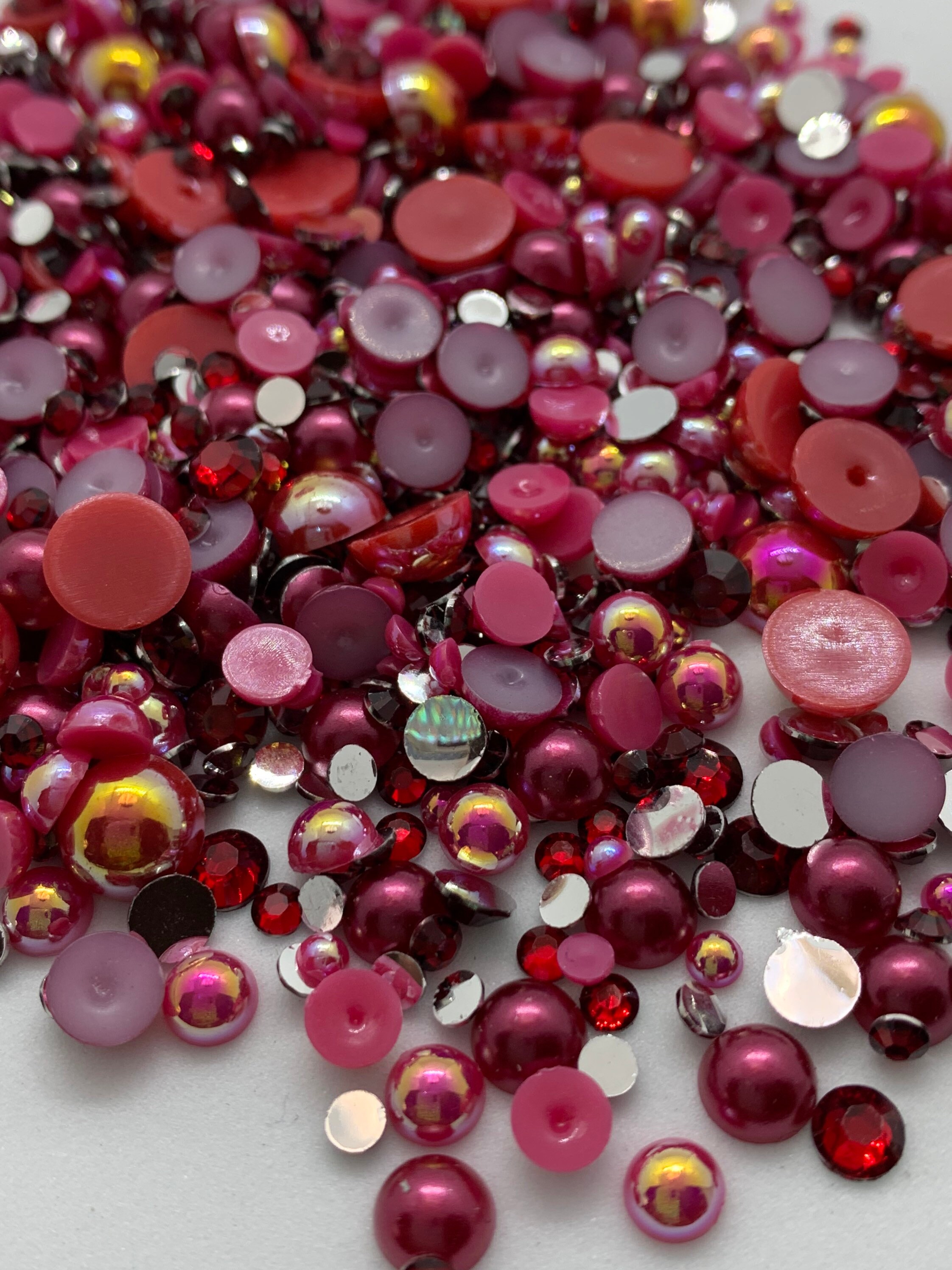 Raspberry Mix Pearl and Resin Rhinestones - Etsy