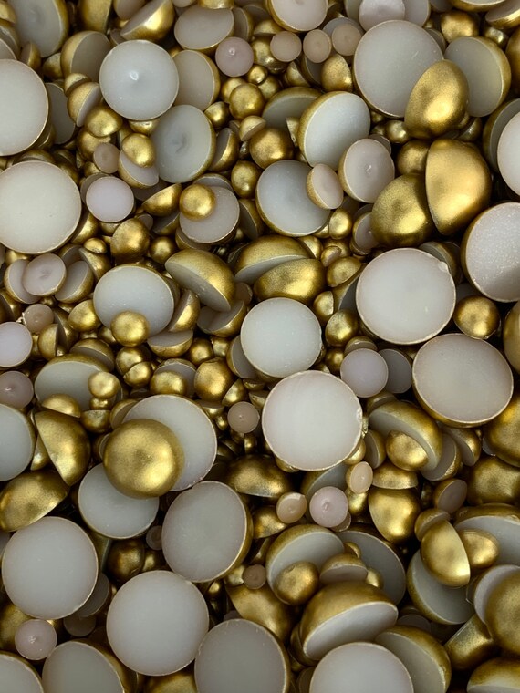 Matte Antique Gold Half Round Pearl | Etsy