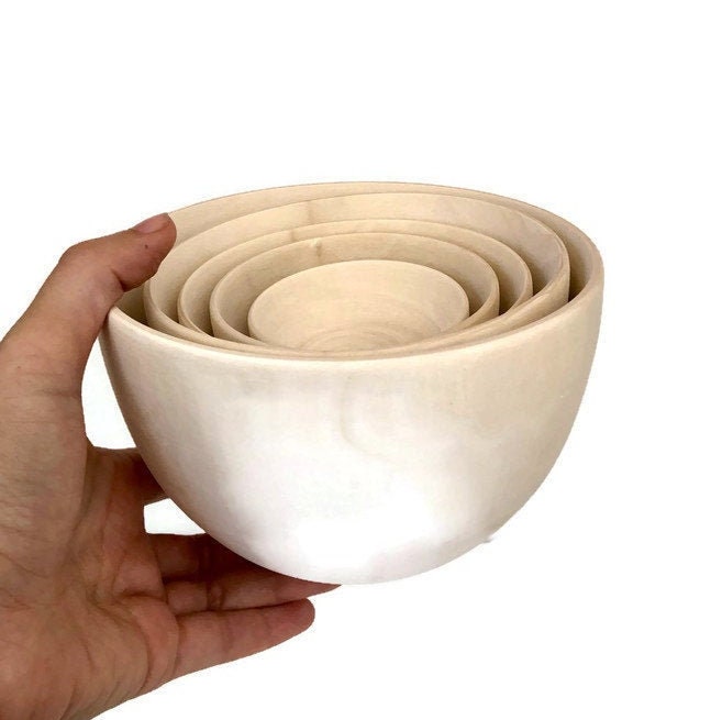 Large Stacking Bowls Set of 5 Bowls Natural Wood Montessori - Etsy