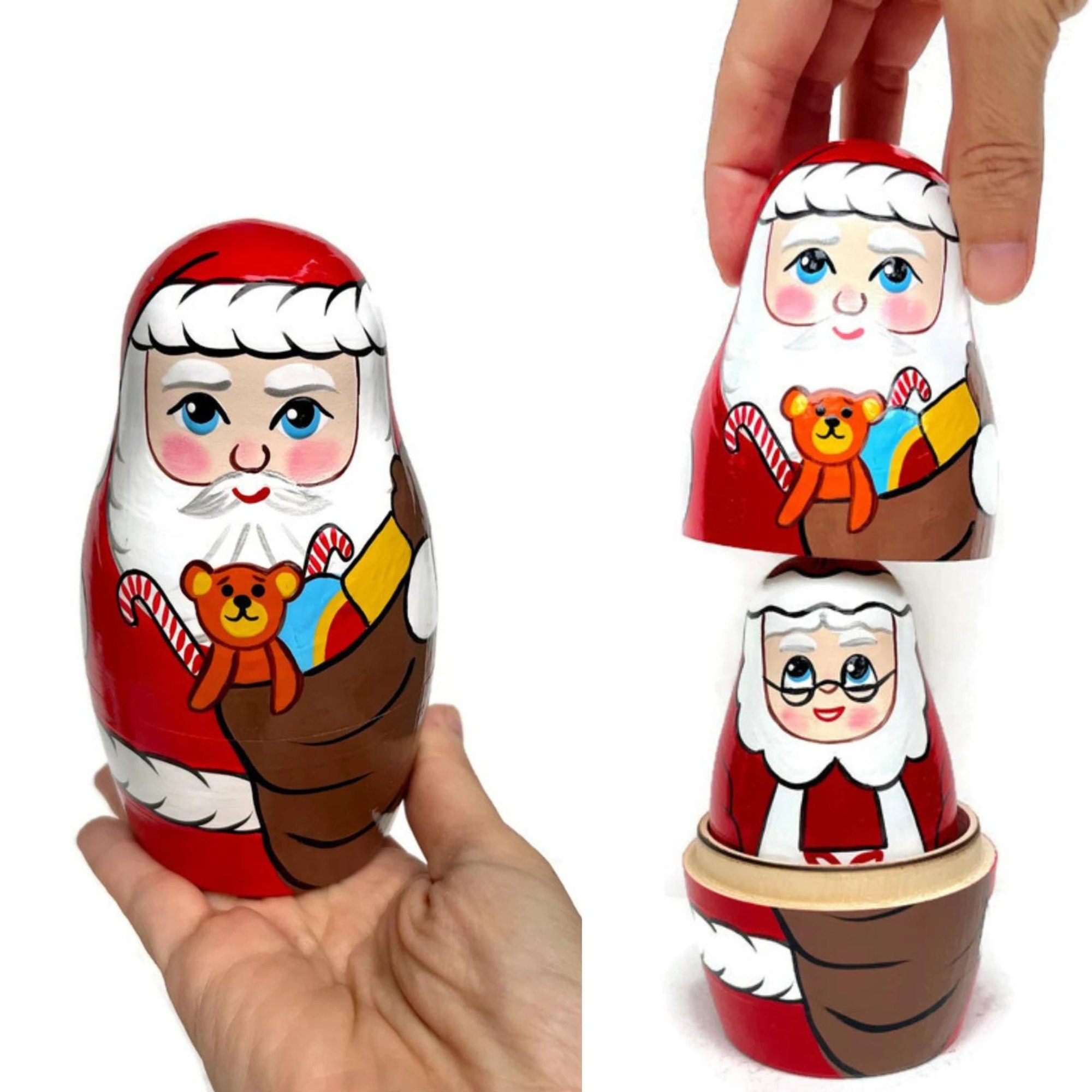 Santa Nesting Dolls: Hand-painted Christmas Matryoshka Toy, 7-piece Set ...