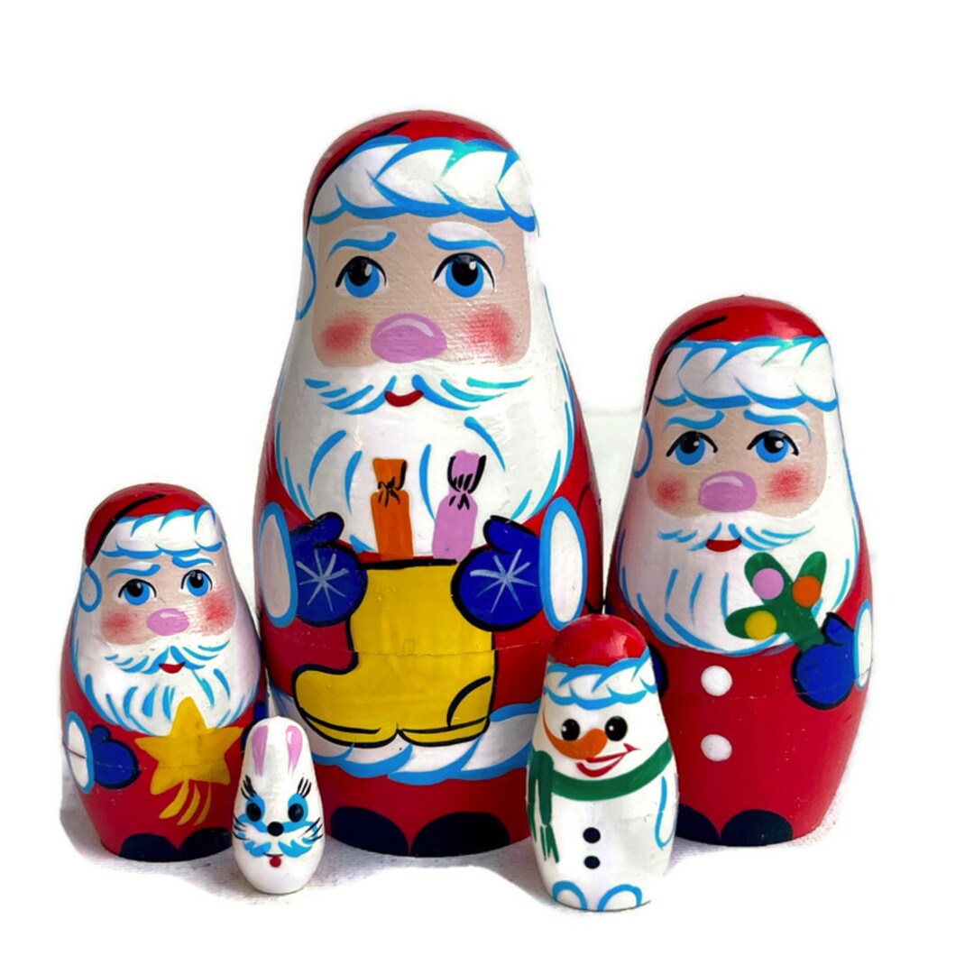 Handmade Santa Nesting Dolls: Wooden Christmas Decoration Set - Etsy