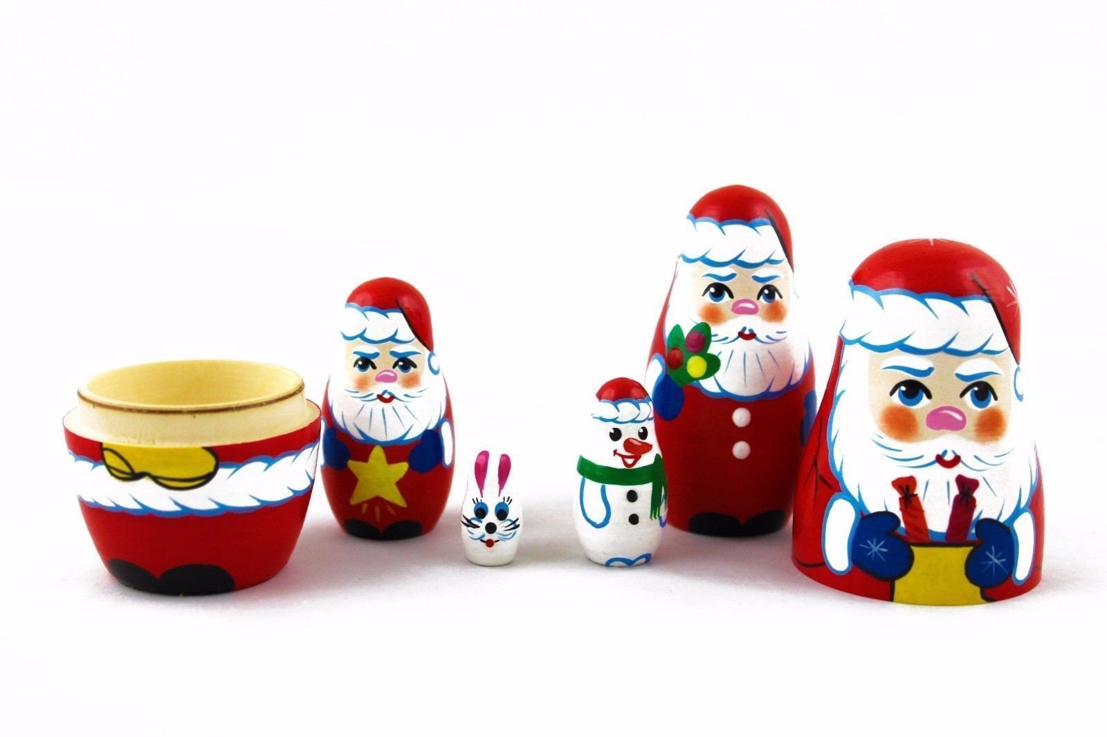 NEW Santa Nesting Dolls for Kids Handmade Wooden Nesting | Etsy