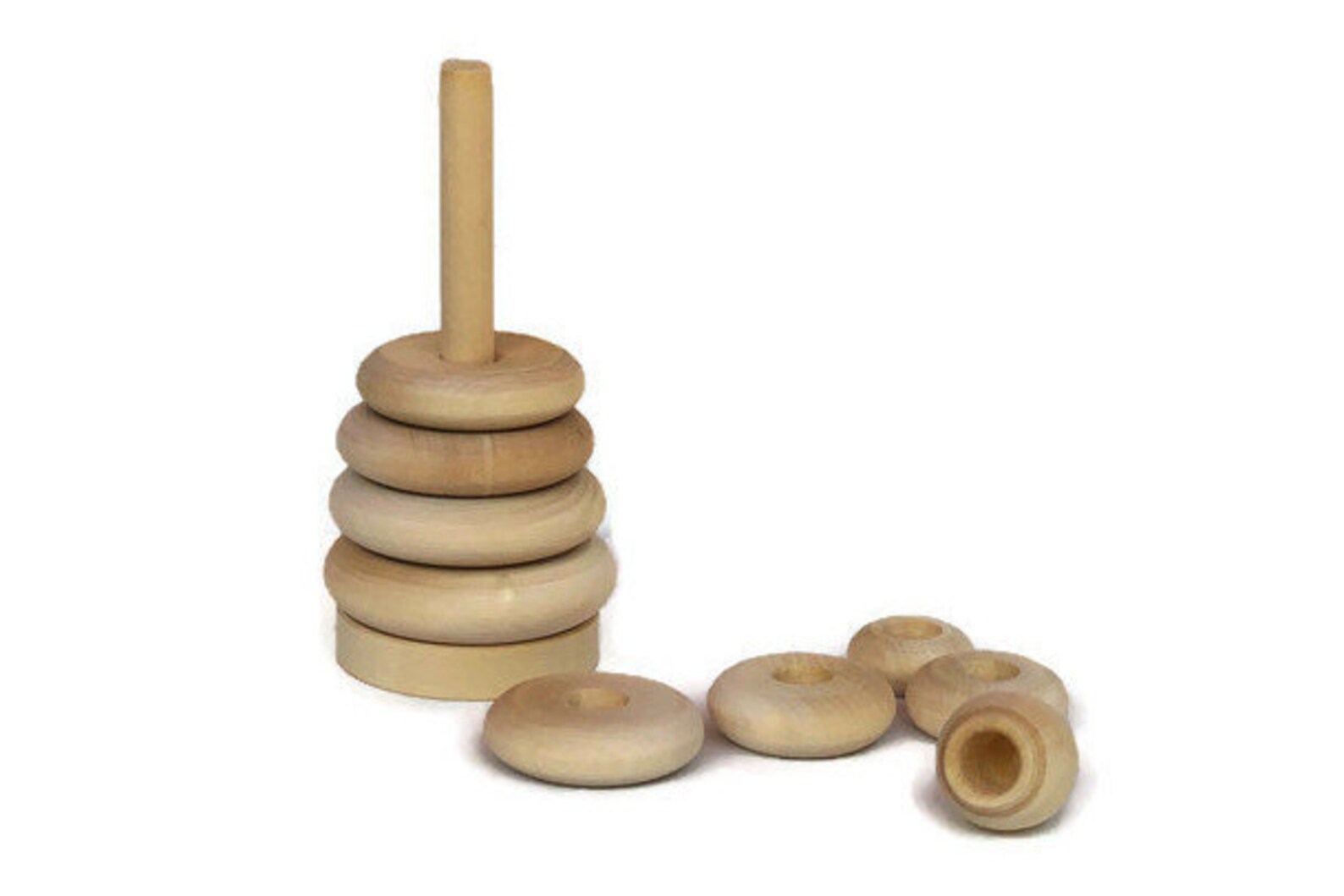 Baby Stacker Wooden Rings Dyi Crafts Educational Toy Sorting Stacking ...