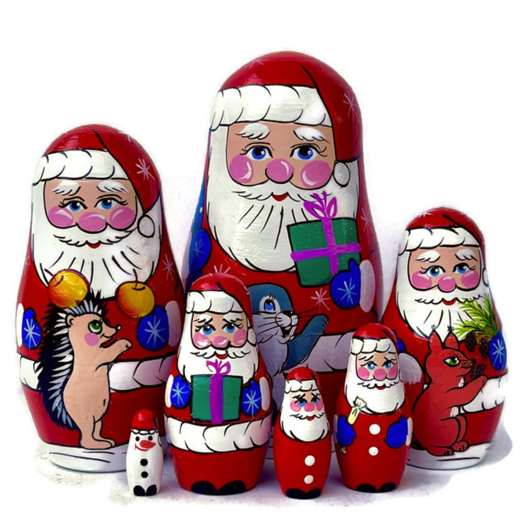 Handmade Santa Nesting Dolls: Christmas Decor, Montessori Toy - Etsy