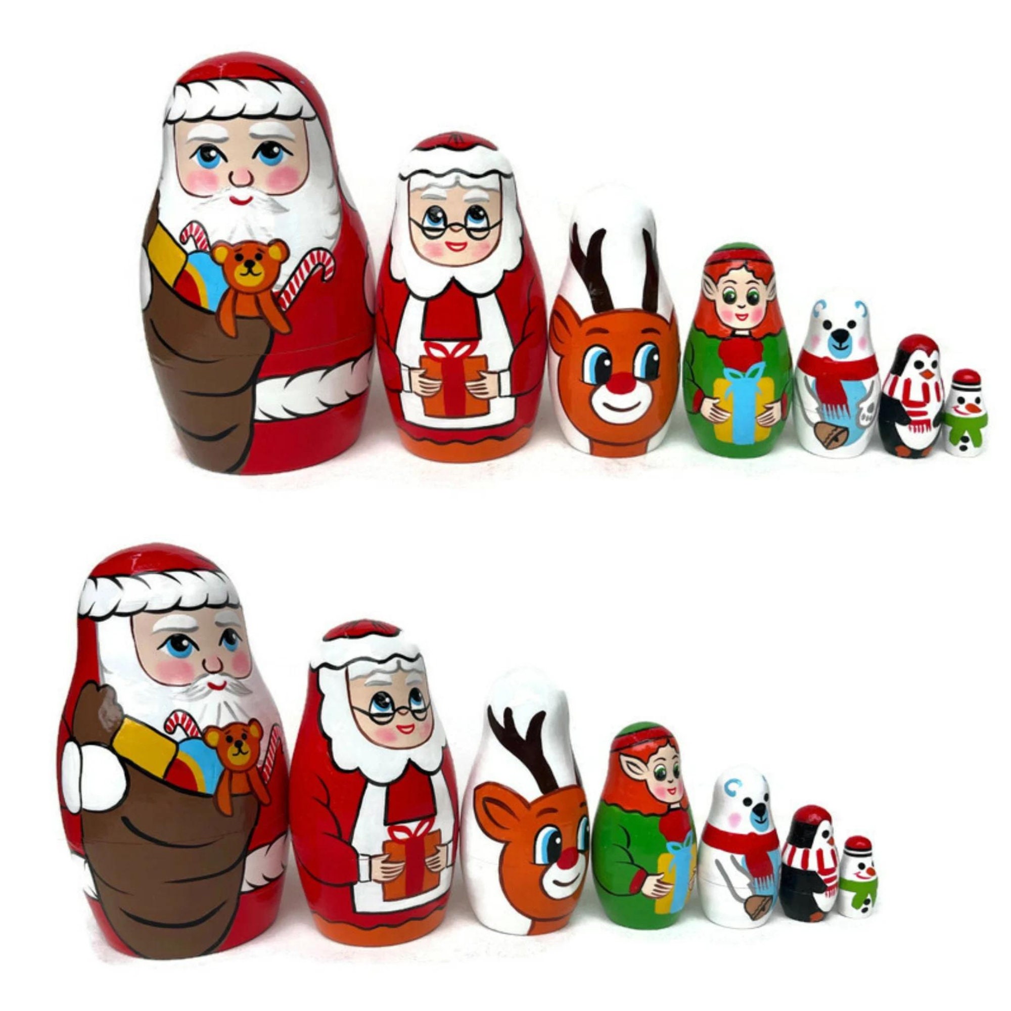 Santa Nesting Dolls: Hand-painted Christmas Matryoshka Toy, 7-piece Set ...