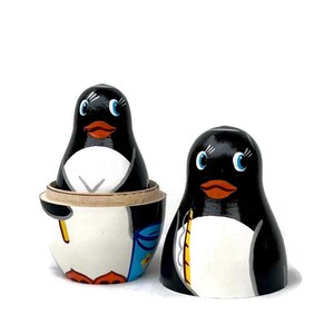 Handmade Penguin Nesting Dolls: Wooden Christmas Decor, Set of 5 - Etsy
